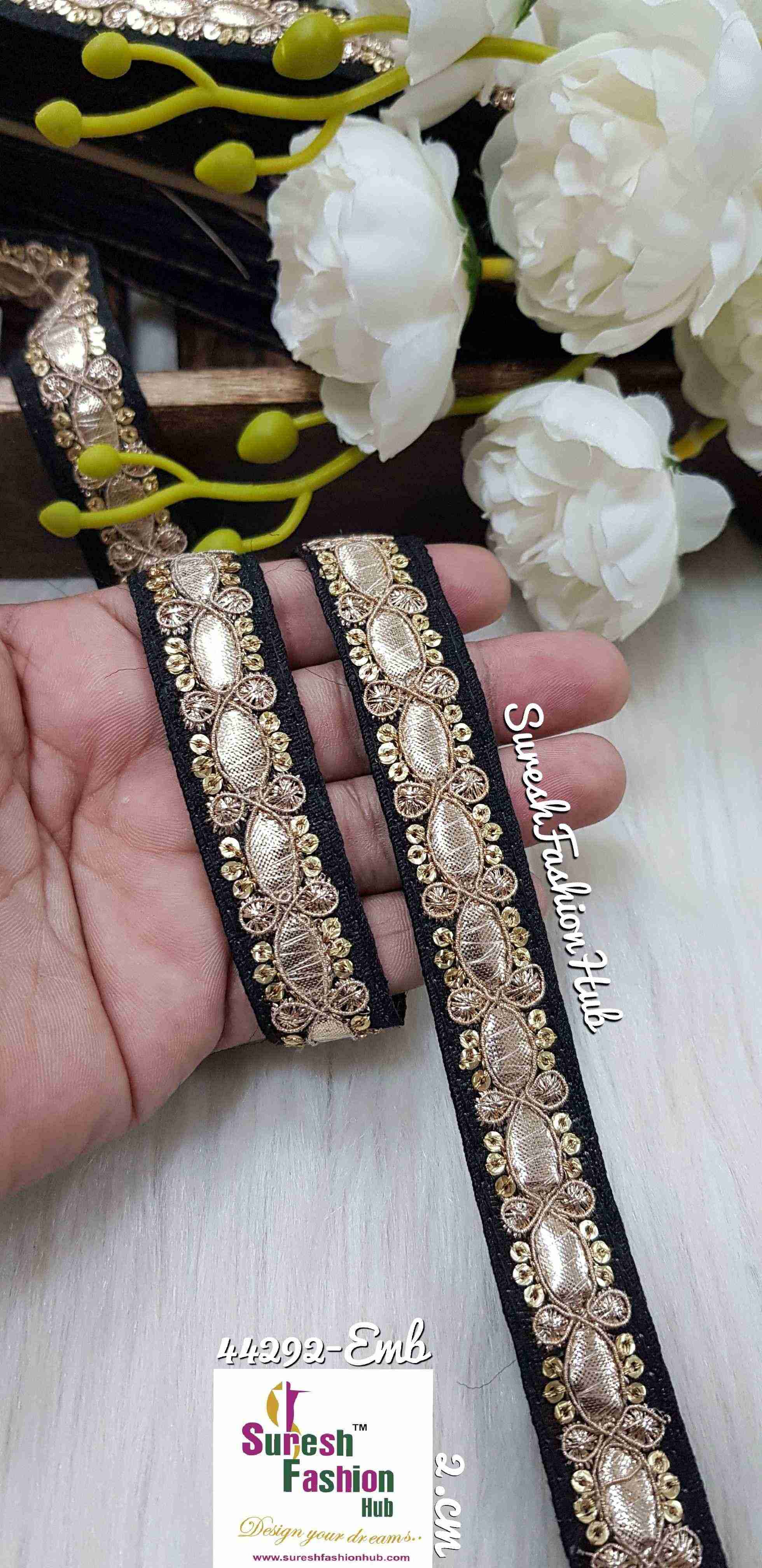 Gota Gold zari Fusion Black Fabric Embellishments