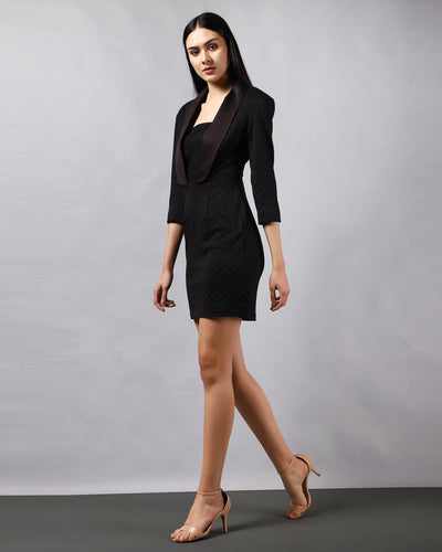Black Mini Tuxedo Dress