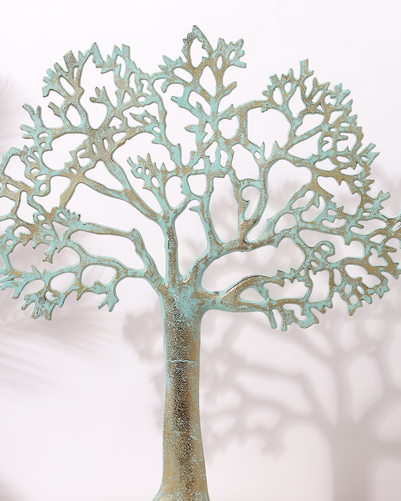 Order Happiness Sea Green Metal Tree Table Top Decorative Showpiece For ...