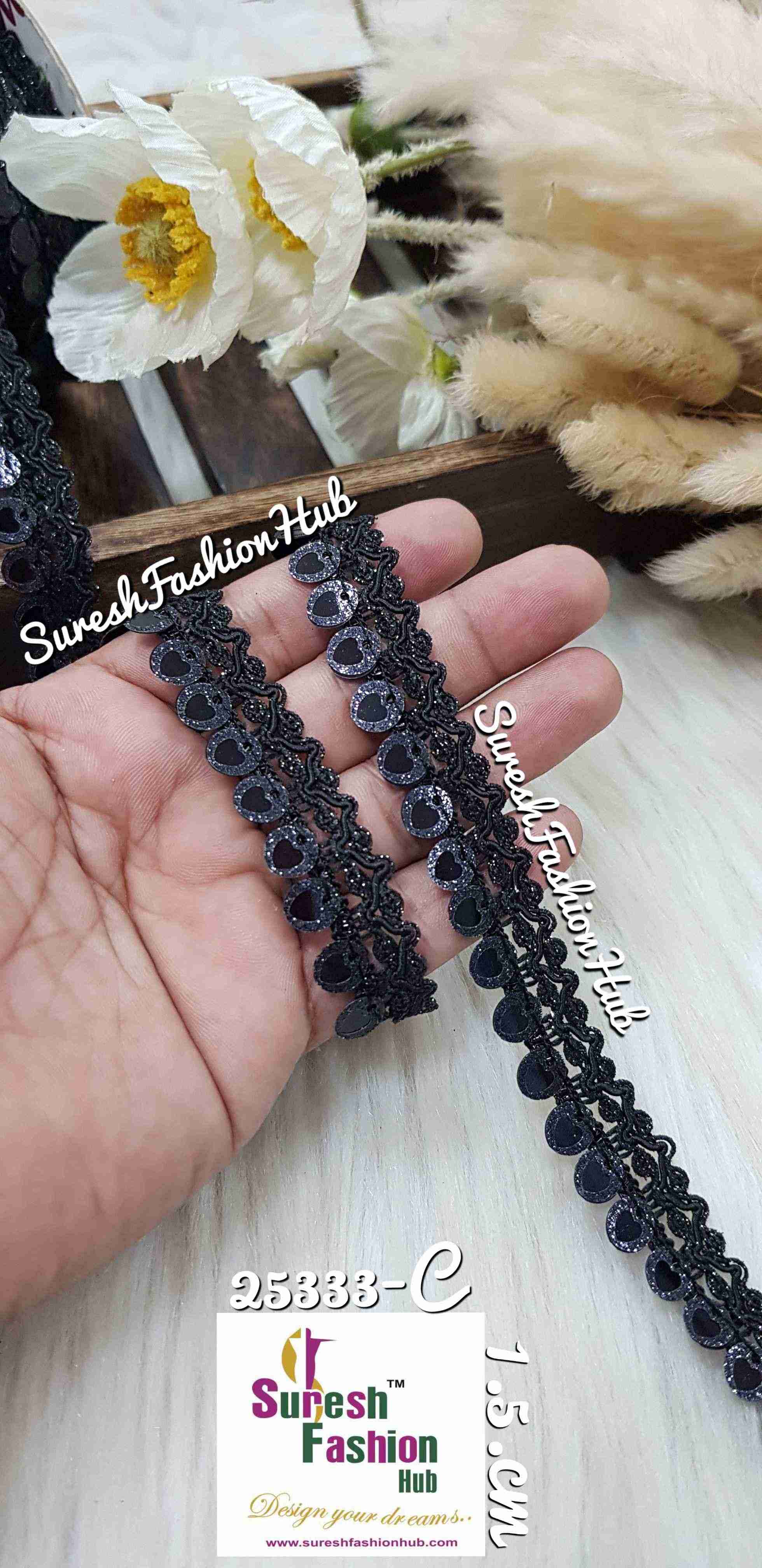 Chic Black Sequin and Zari Weaving