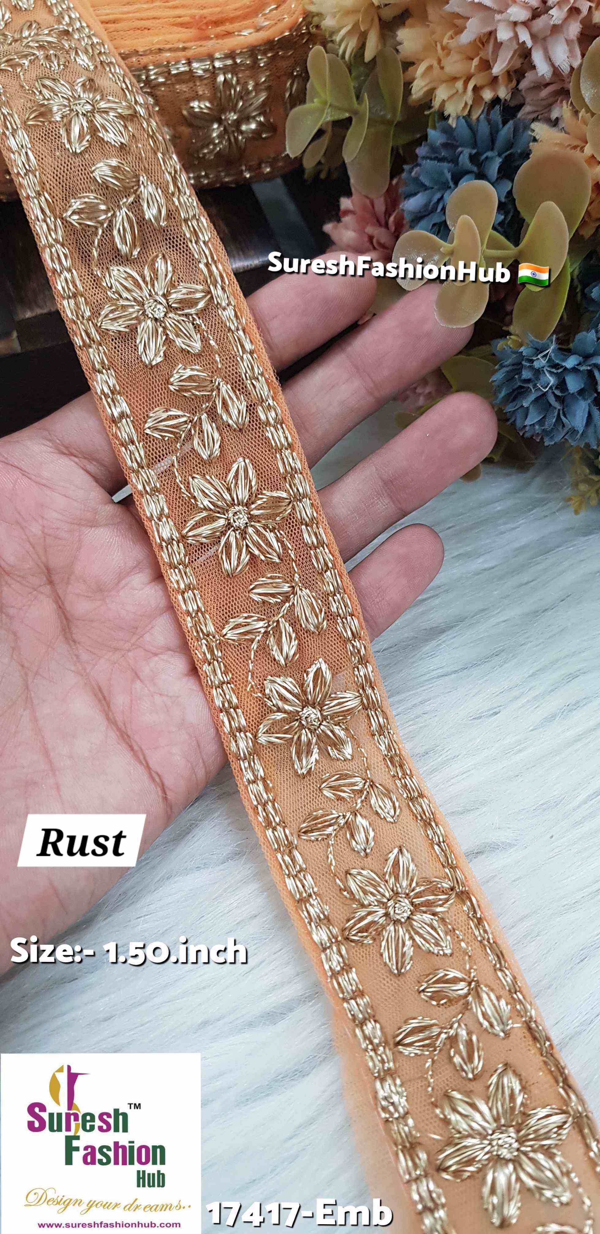 Rust Badla Lace Trim