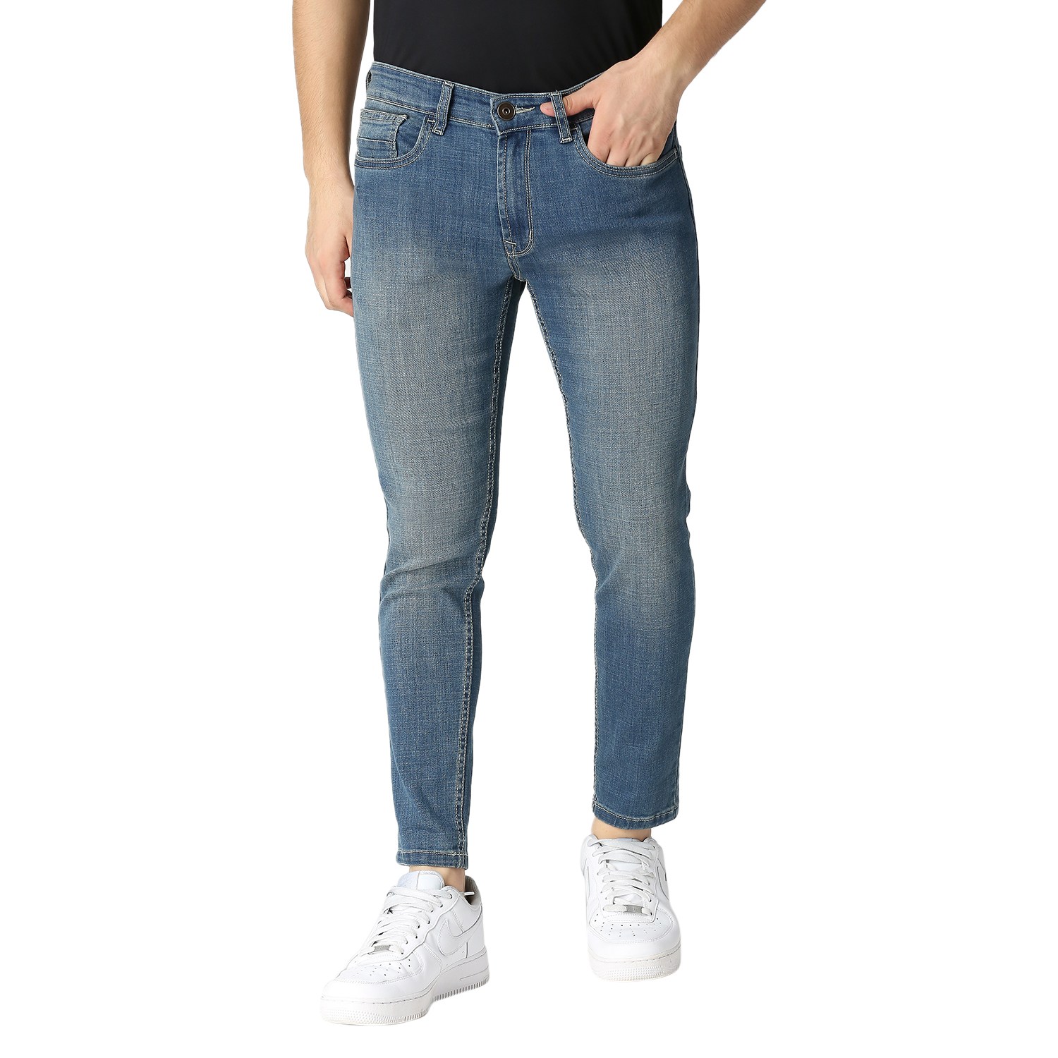 Indigen X Mens Blue Skinny Fit Jeans