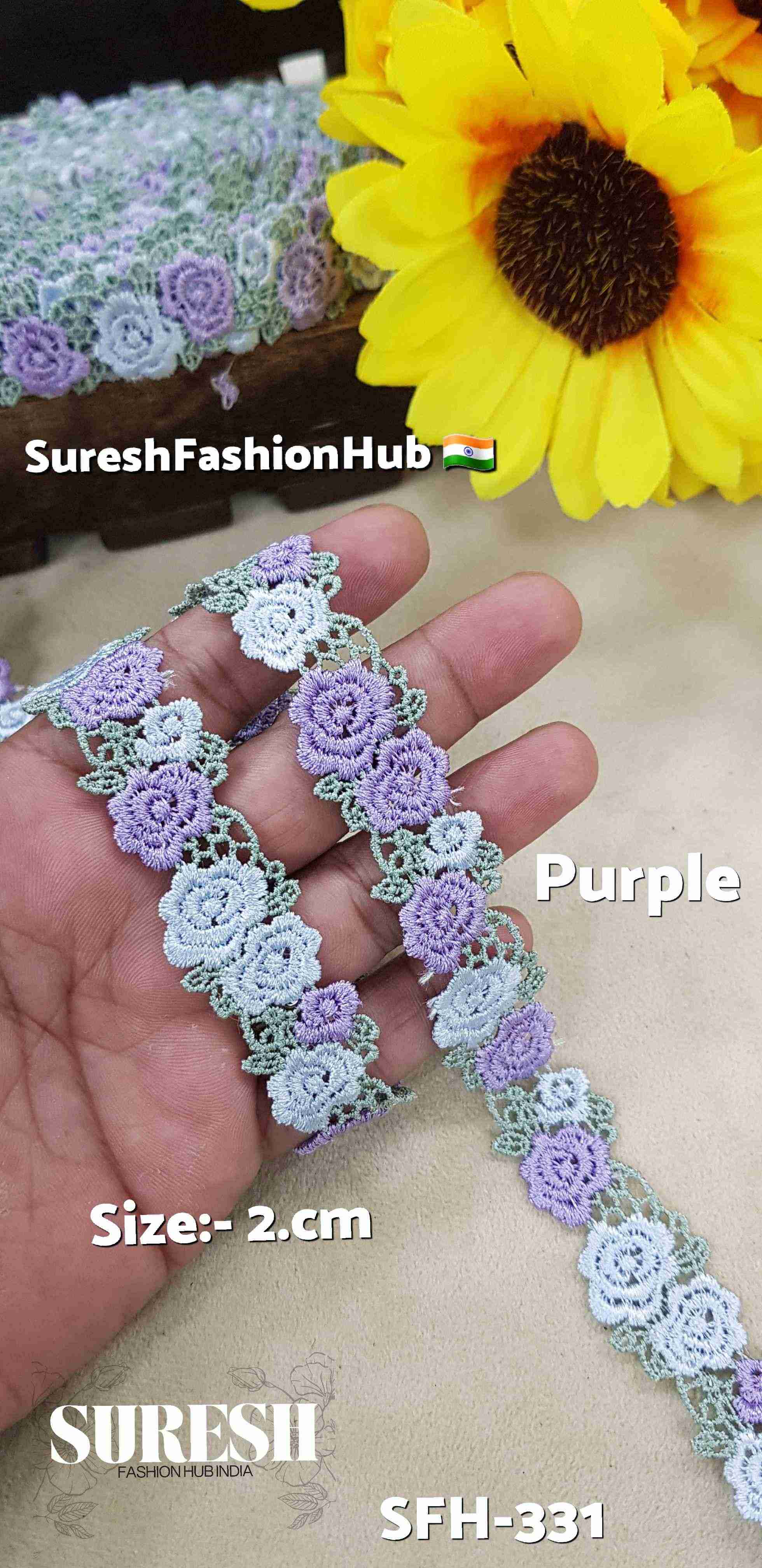Purple Multicolor Floral GPO Lace