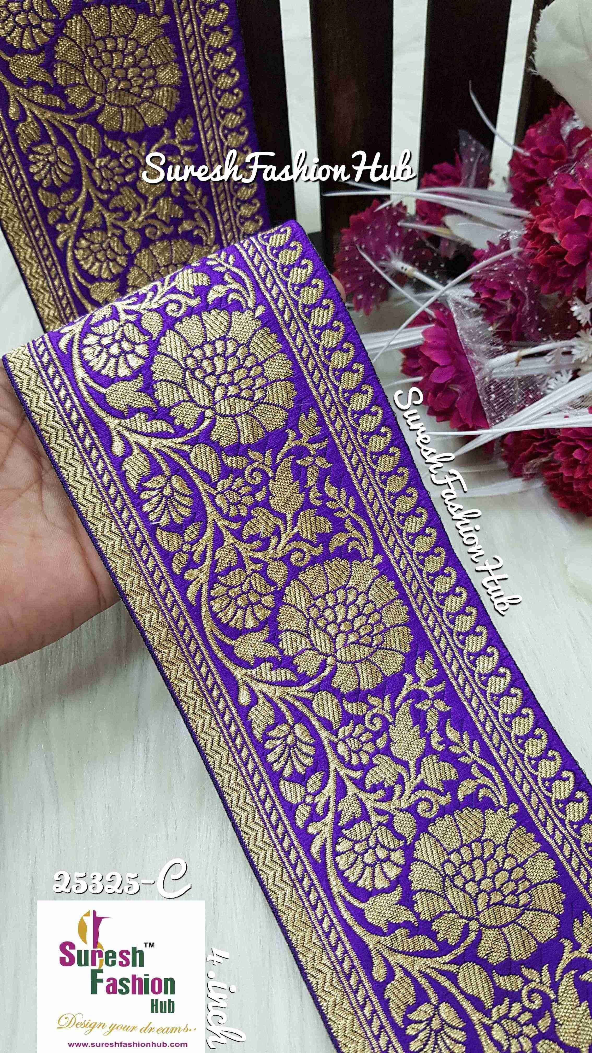 Purple Opulent Banarasi Bloom 4-Inch Border*