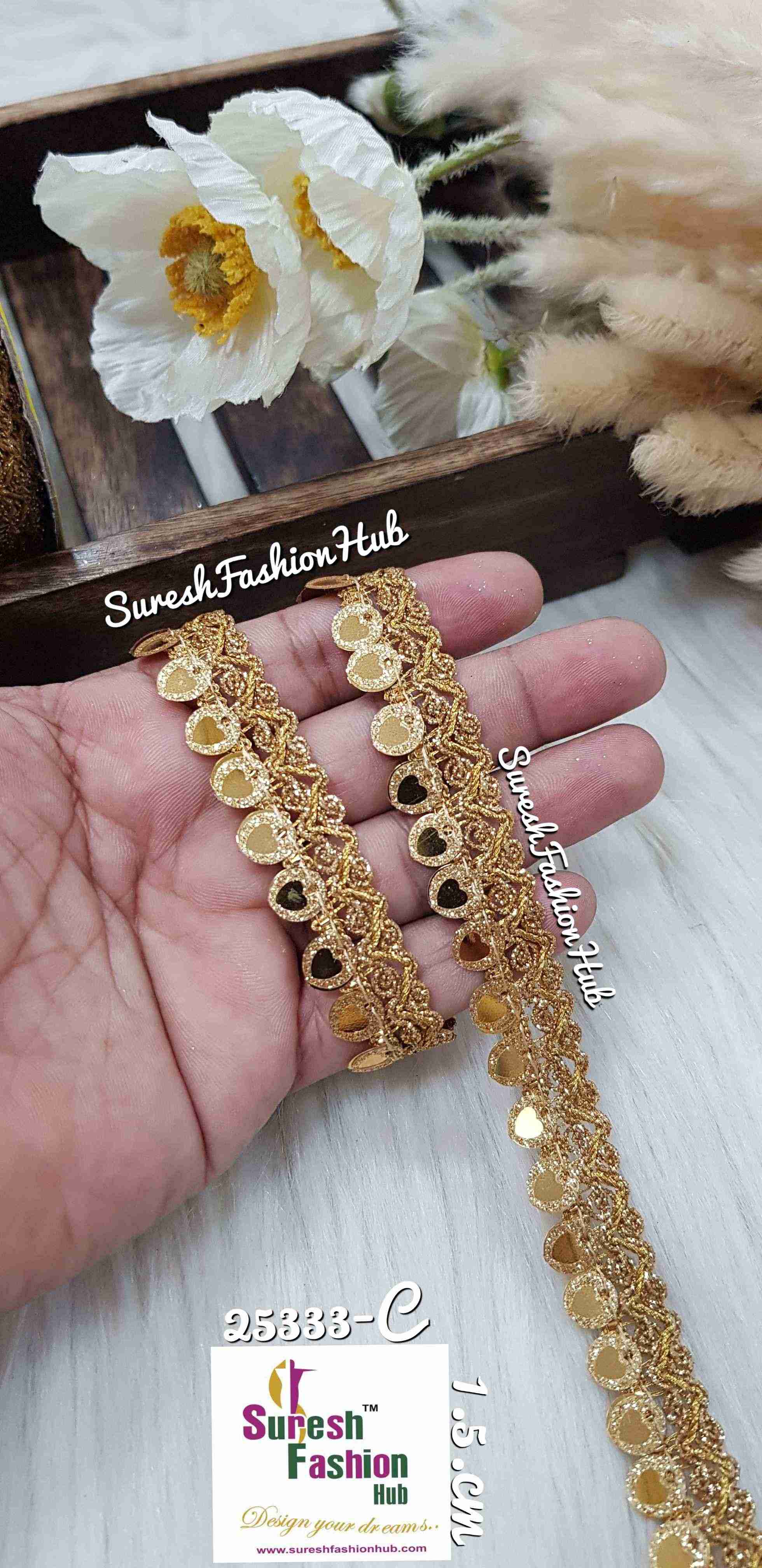 Chic Antique Gold Sequin and Zari Weaving