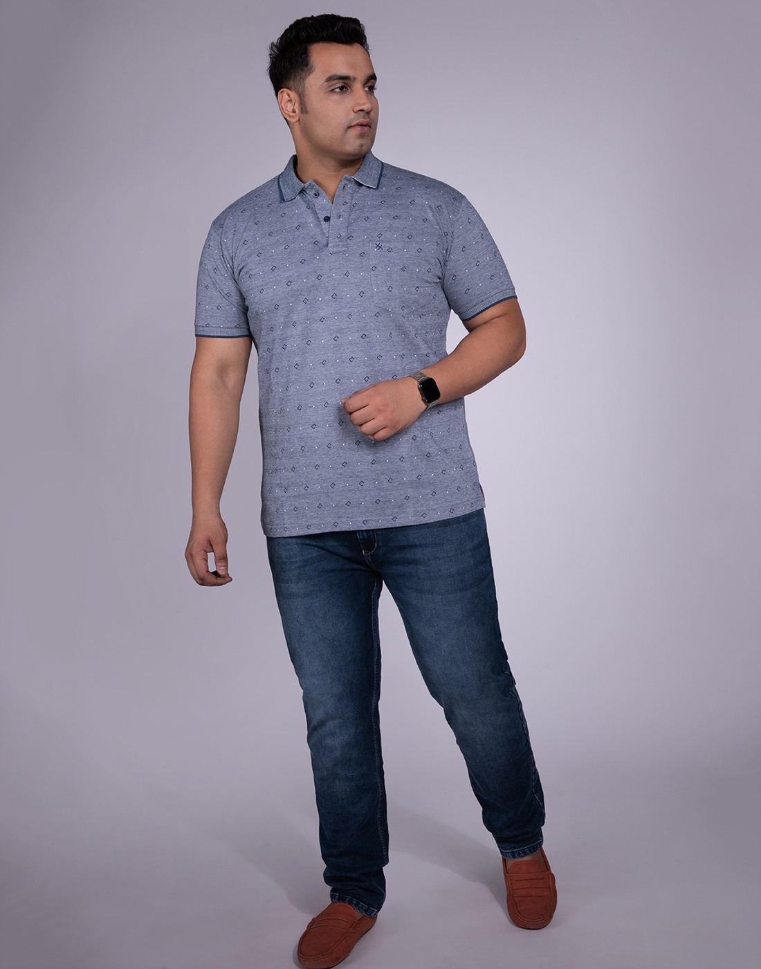 Xmex Men's Plus Size All Over Printed T-shirt
