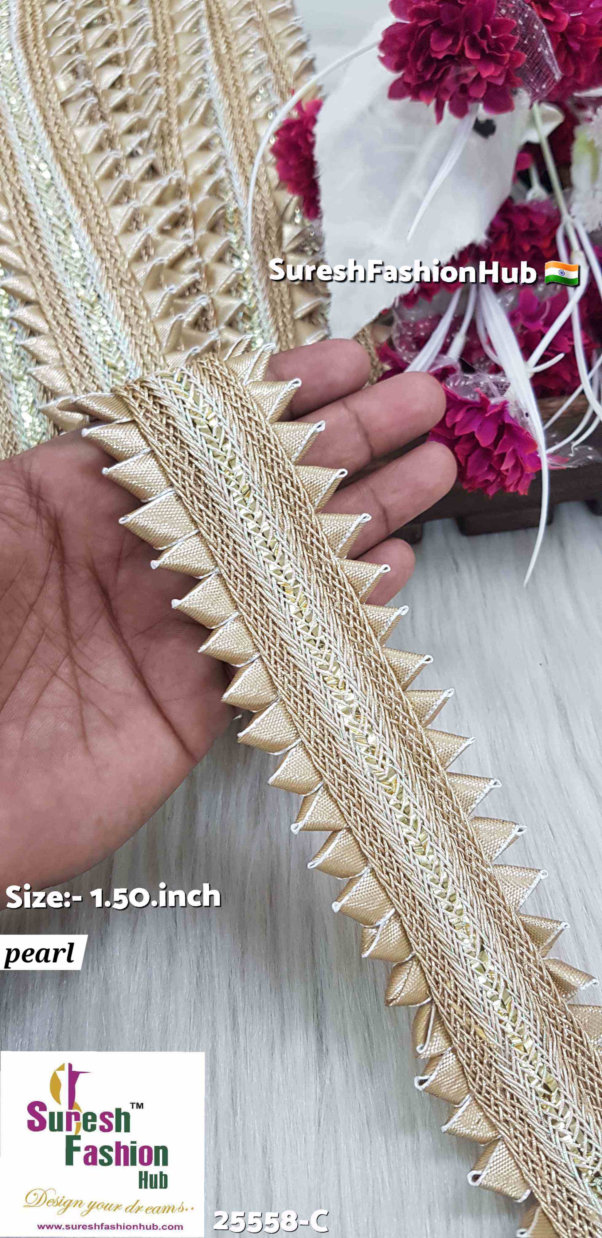 Elegant Samosa Pearl Lace