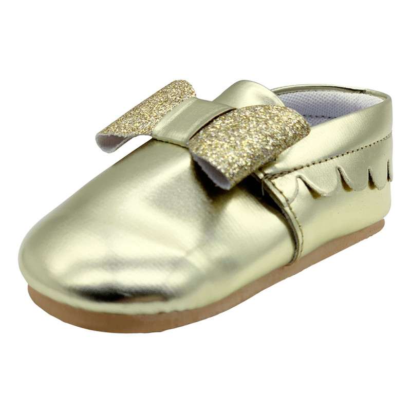 KazarMax Gold PU Bow Baby Booties
