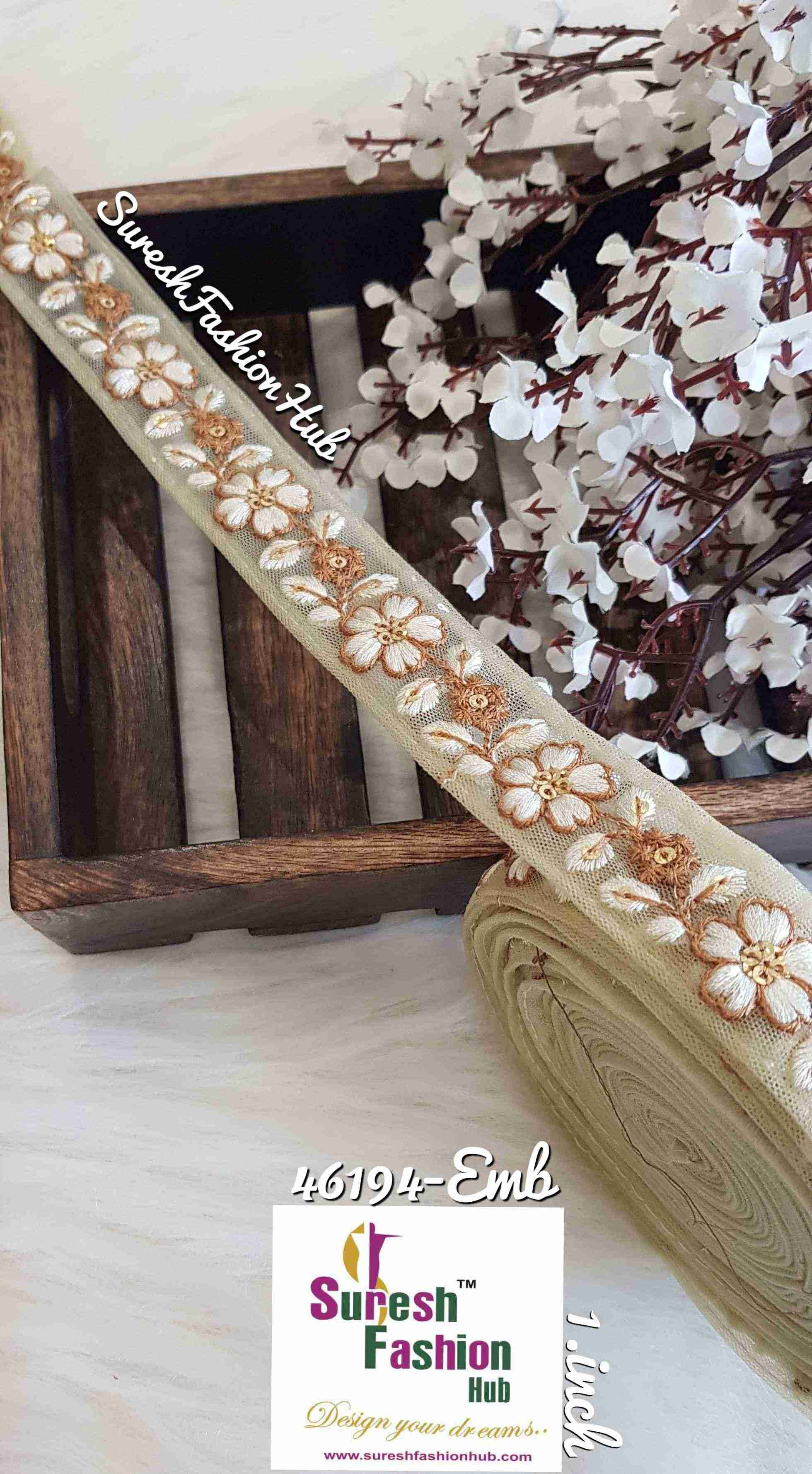 Cream Peony Mesh Trim