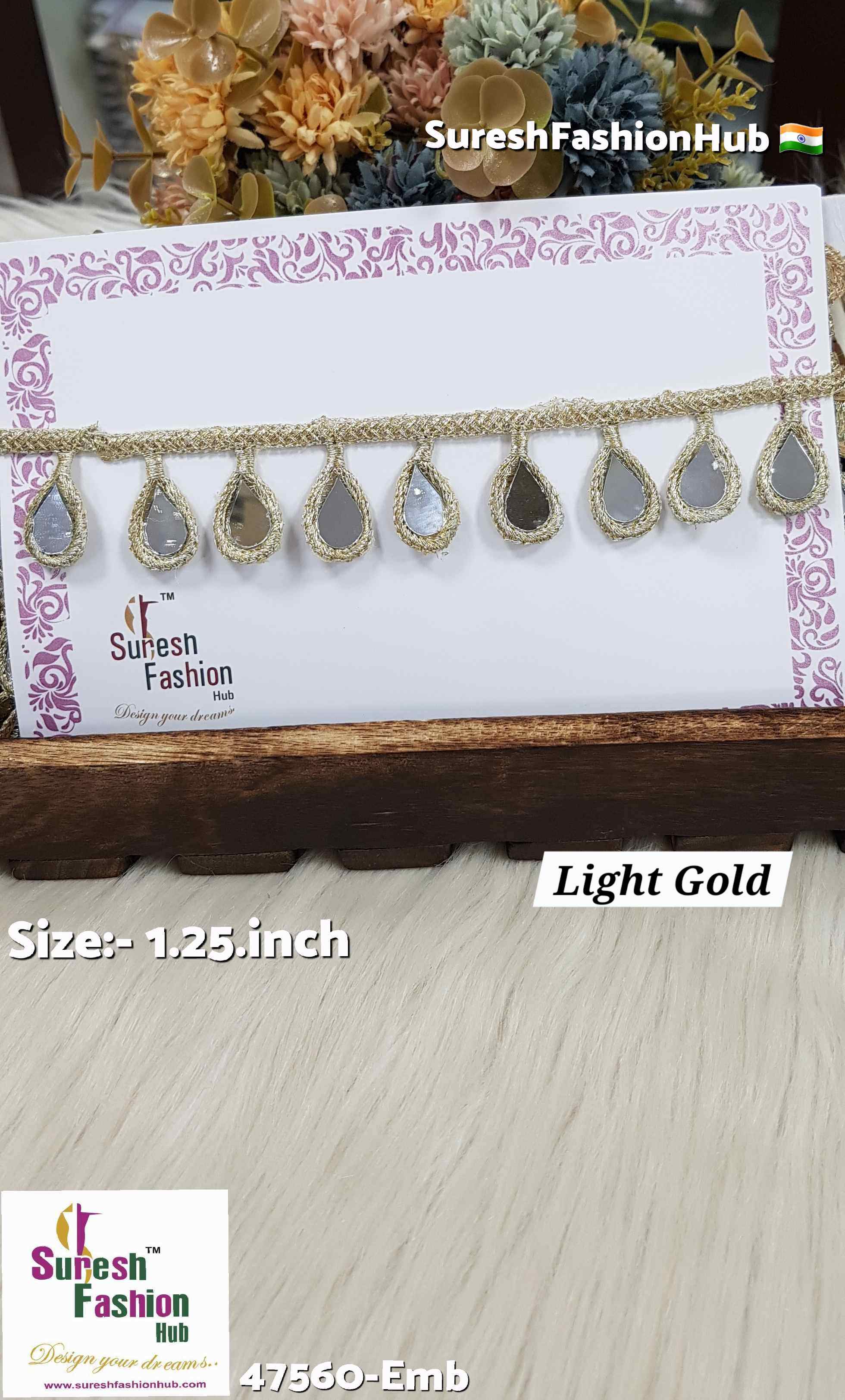 Light Gold Drop Mirror Cutwork Lace - Fashion Accessories | Suresh ...