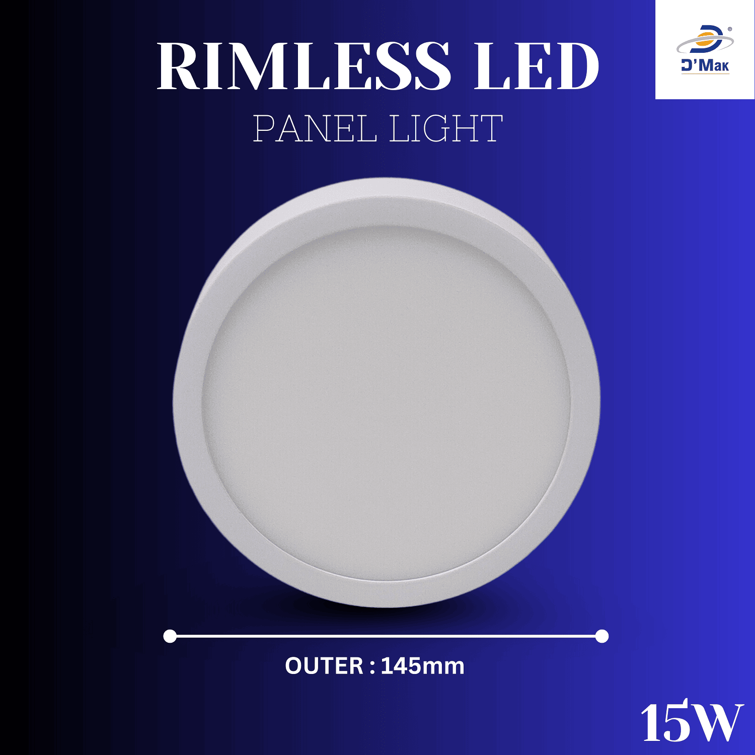 15 Watt Round Led Rimless Border Surface Light For Ceiling(Packof-5 ...