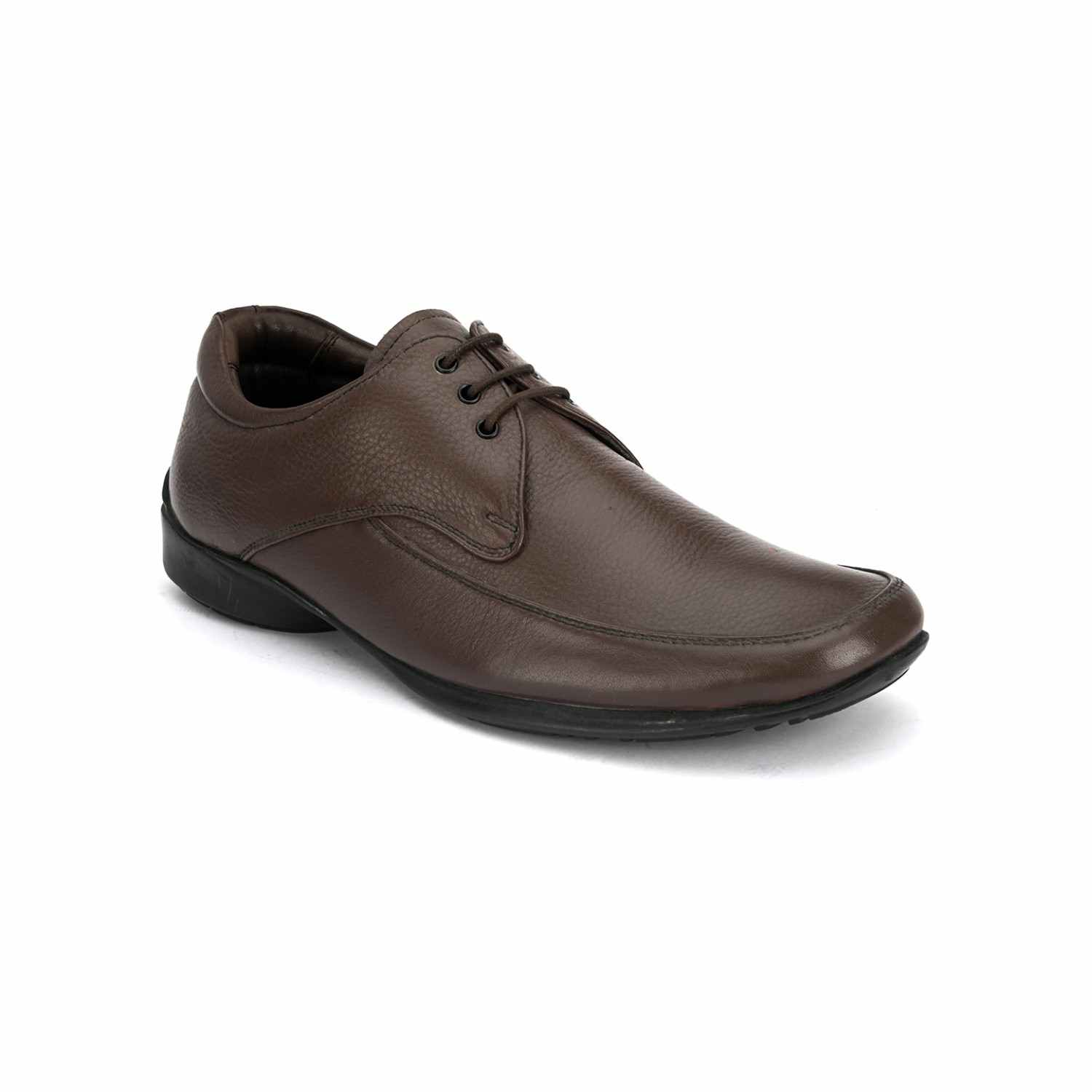 MAC DAFF Brown Genuine Leather Lace-Up Derby Shoes For Men