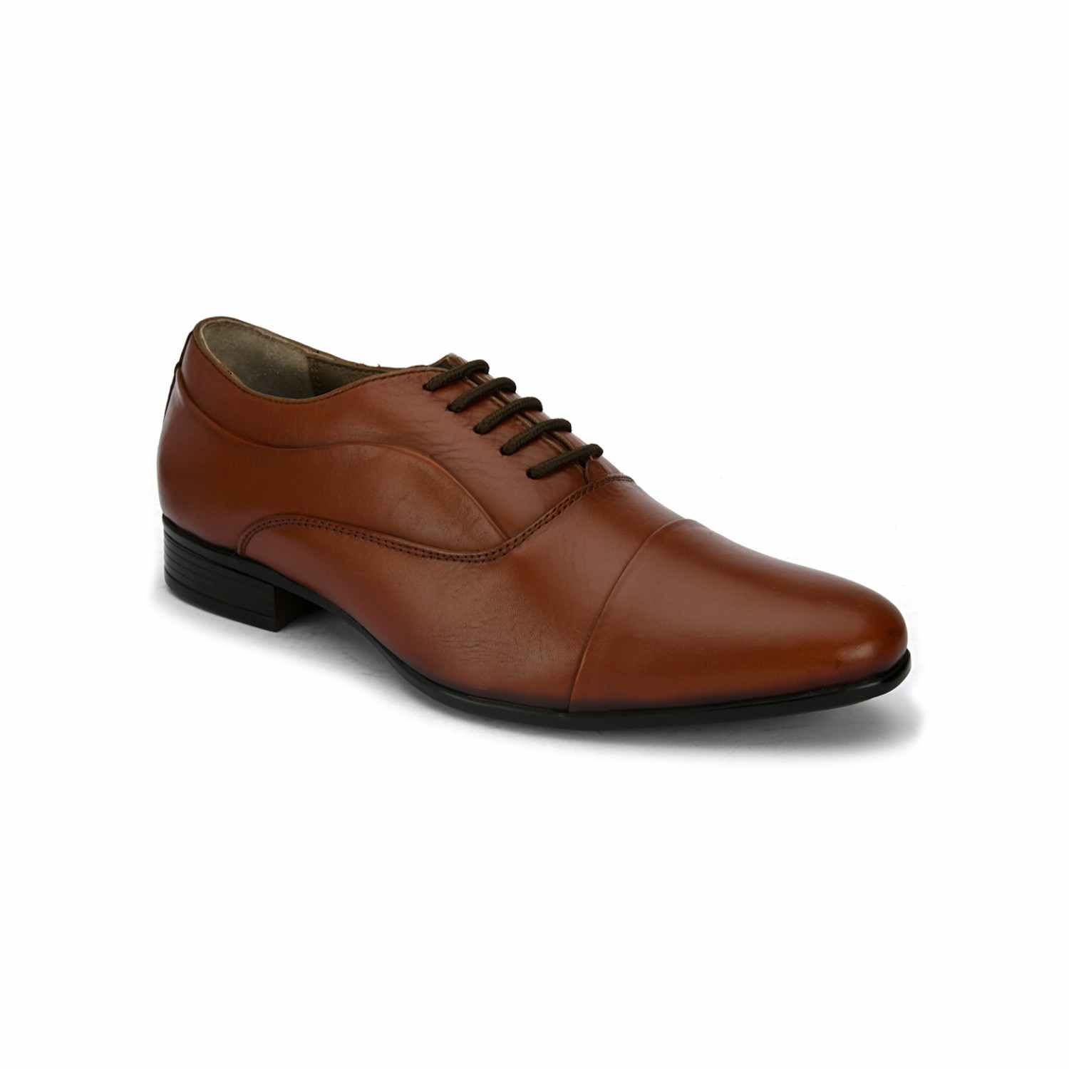 MAC DAFF Brown Genuine Leather Lace-Up Derby Shoes For Men