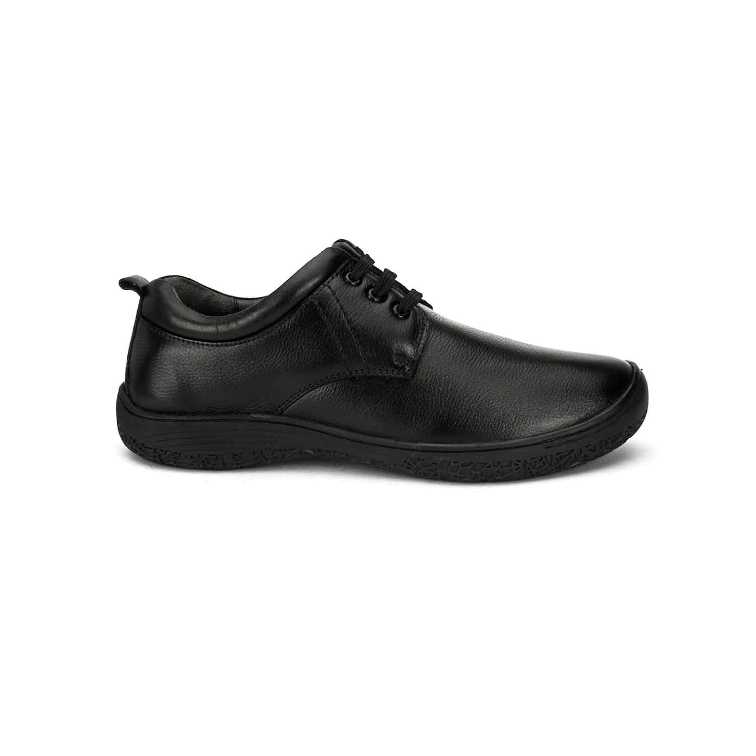 MAC DAFF Black Genuine Leather Lace-Up Derby Shoes For Men