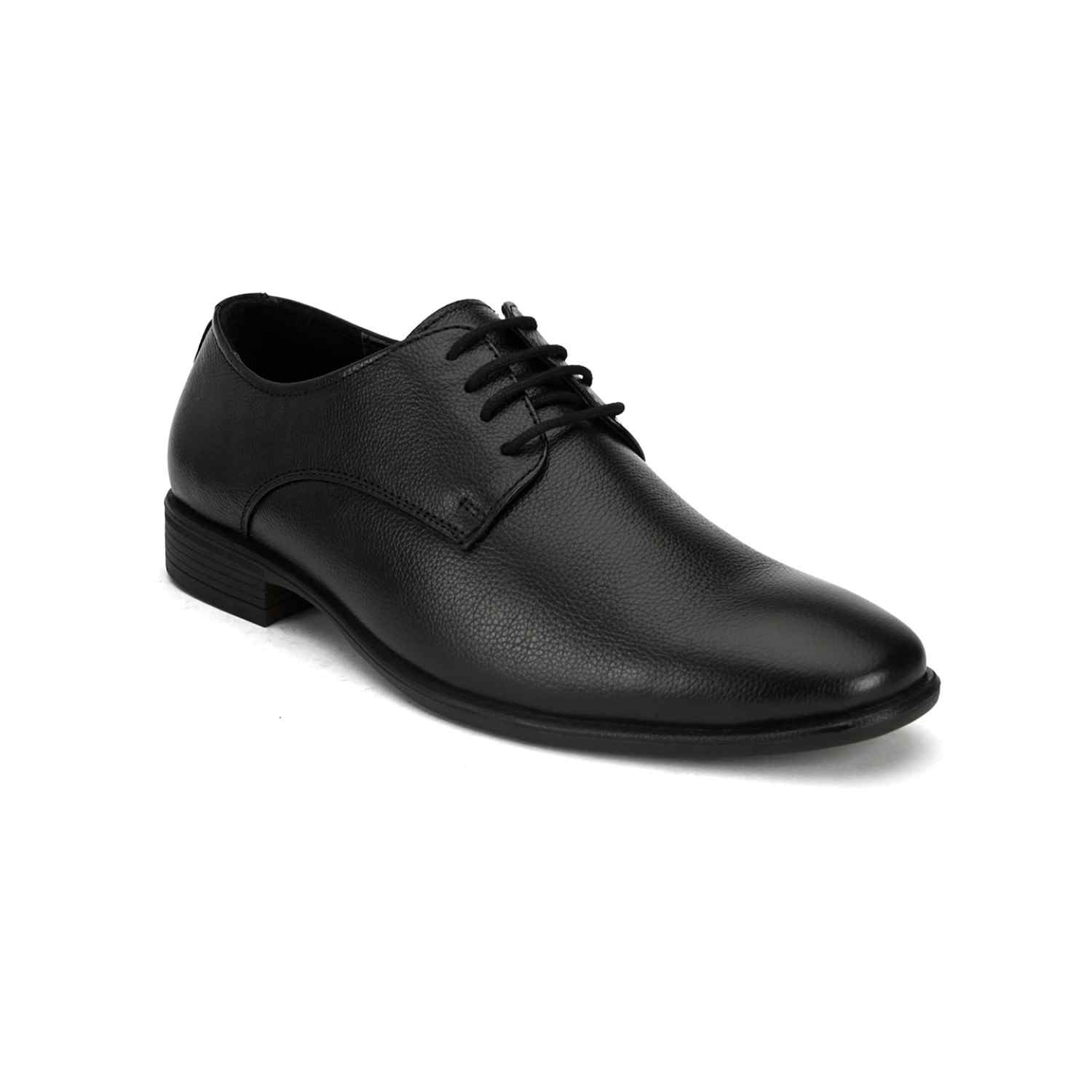 MAC DAFF Black Genuine Leather Slip On Derby Shoes For Men