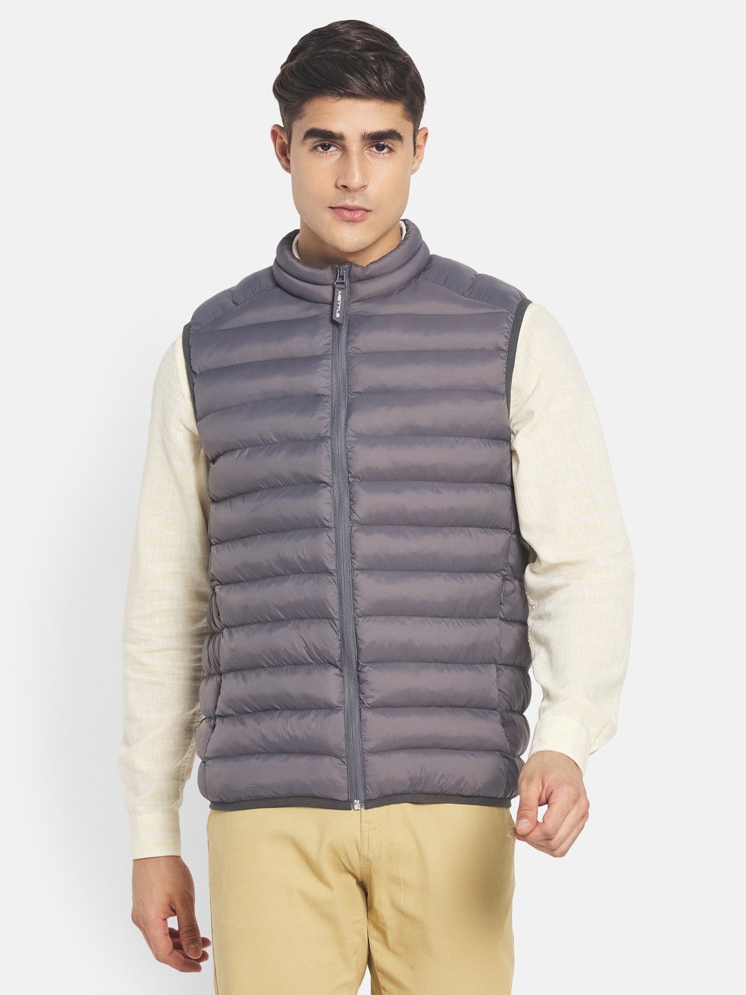 METTLE Men Grey Puffer Jacket
