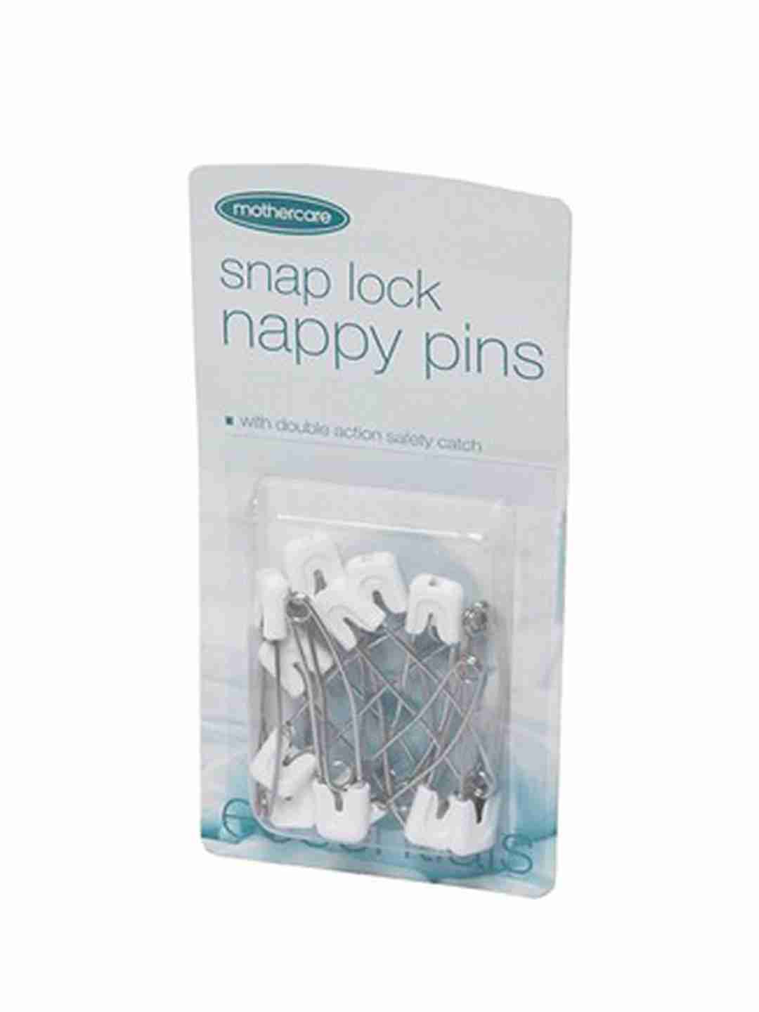 Mothercare Snap Lock Nappy Safety Pins - 10 Piece Set - White