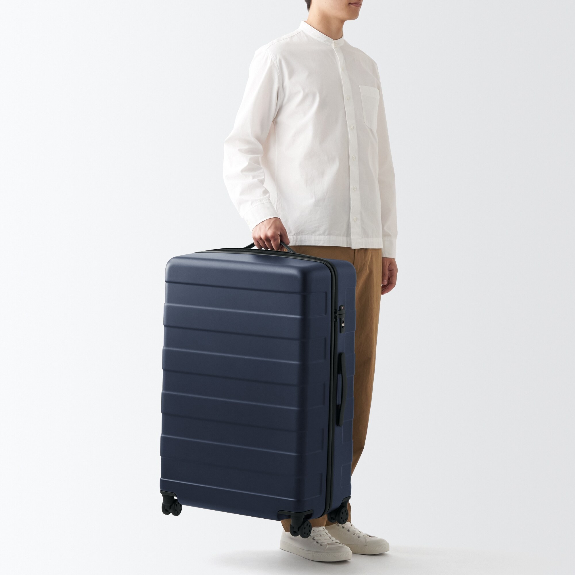 Free adjustable handle Hard carry-on suitcase Navy