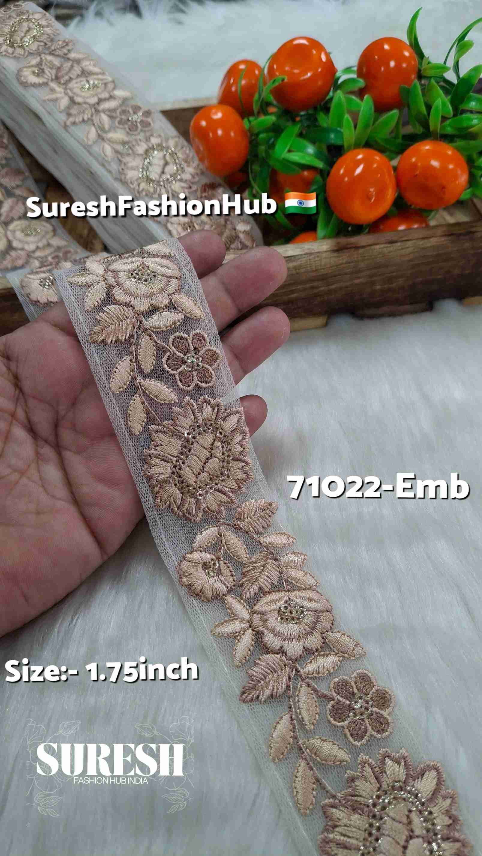 Brown Floral Thread Sequence Net Border – 71022-Emb | Suresh Fashion ...