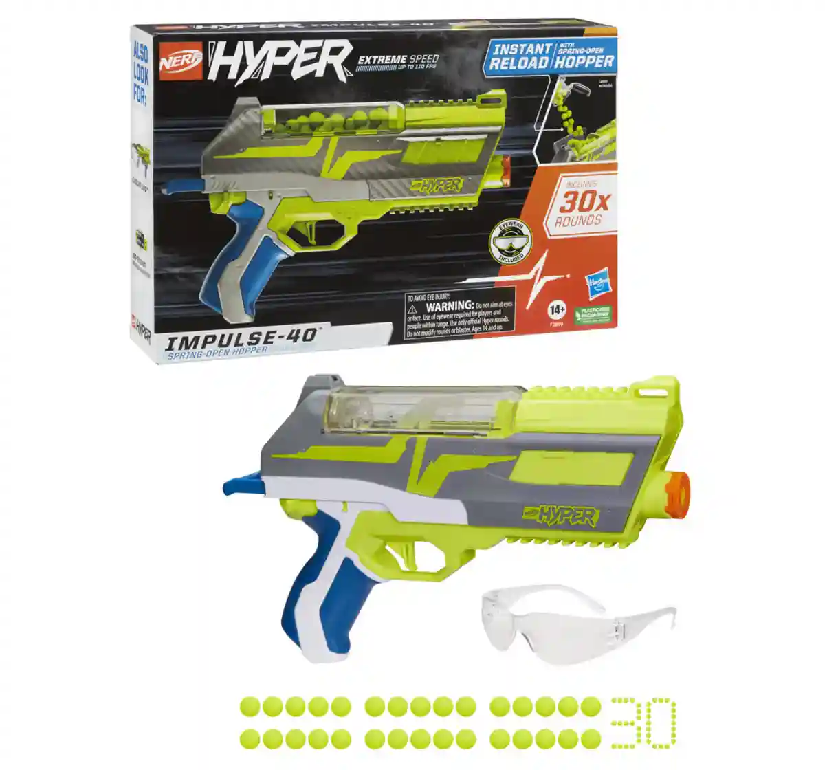 Dart Blaster Nerf Hyper Impulse-40 Blaster With 30 Rounds - Spring ...