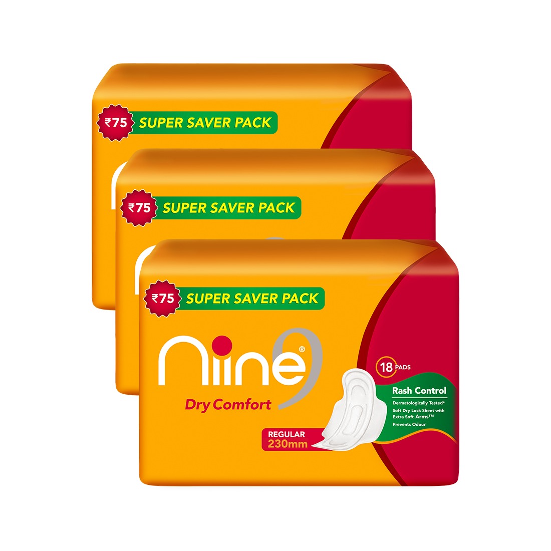 Niine Dry Comfort Regular SUPER SAVER PACK Sanitary Napkins for Women