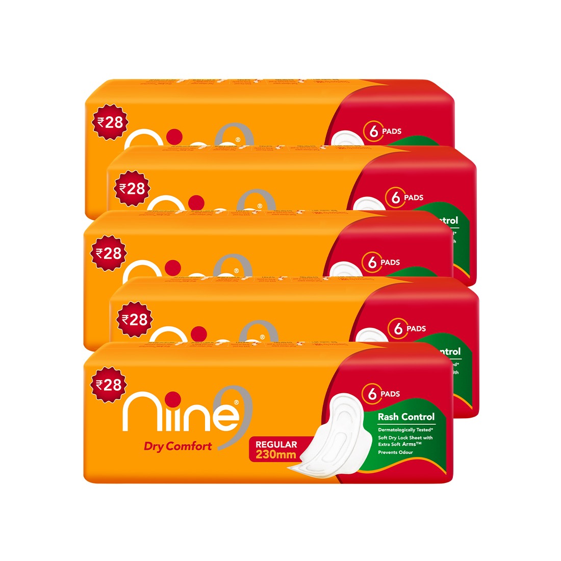 Niine Regular Sanitary Pads for Women (Pack of 5)