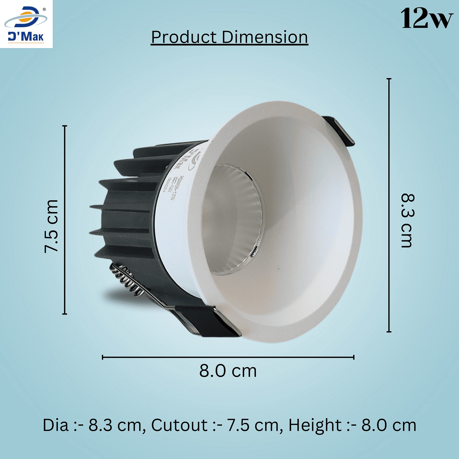 12 Watt Round LED Deep COB Light for POP/ Recessed Lighting(Pack of - 1 ...