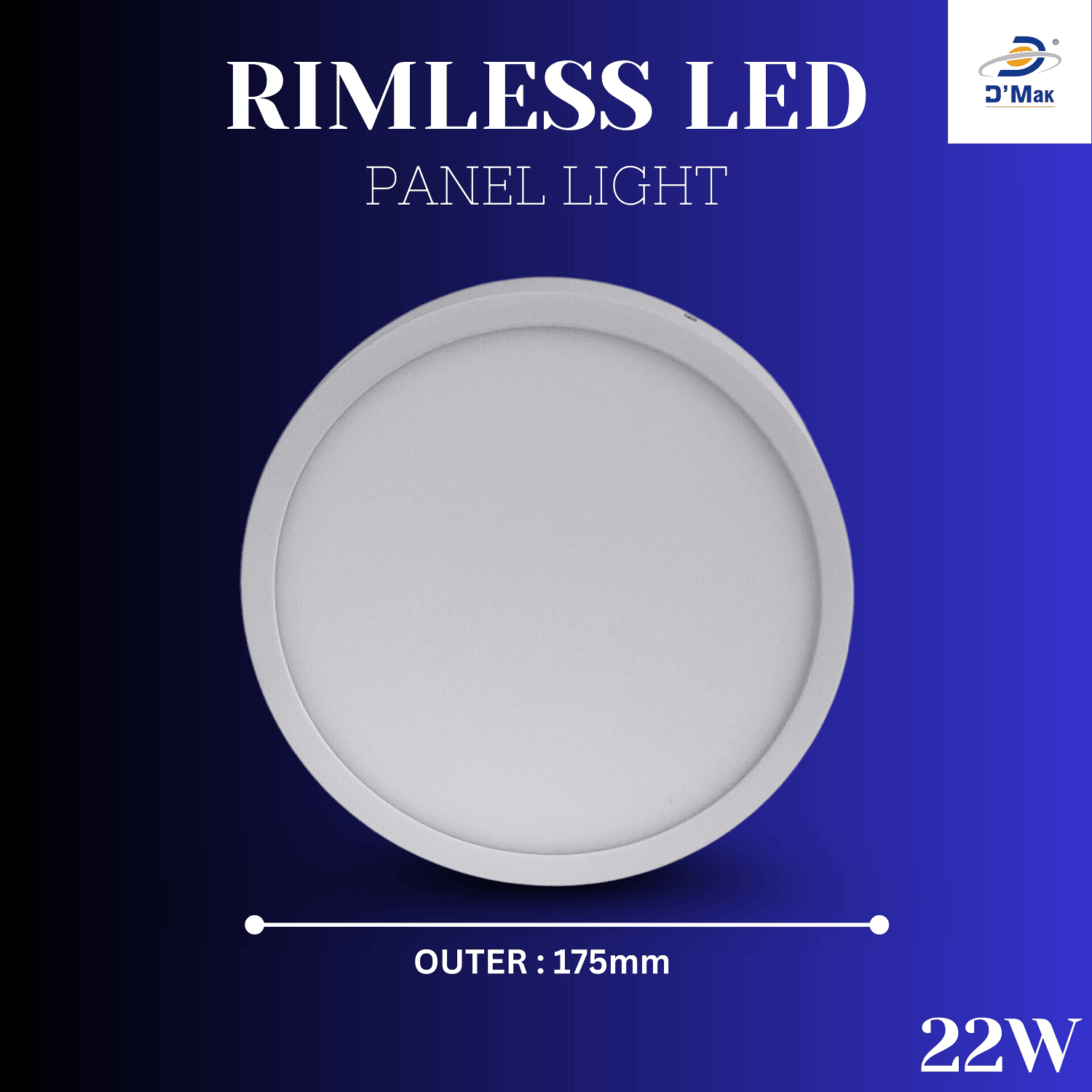 22 Watt Round Led Rimless Border Surface Light For Ceiling(Packof-5 ...