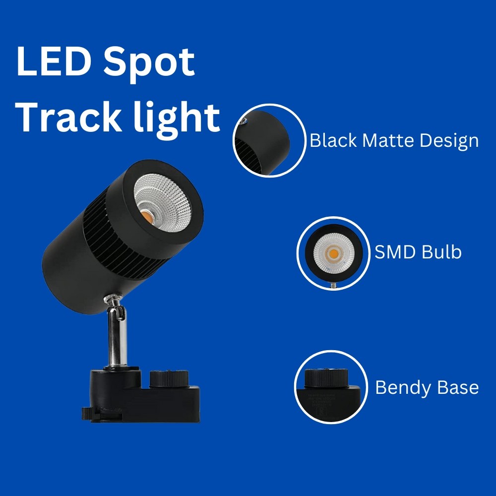9 Watt LED Natural White Color Black Body Track Light For Focusing Wall ...