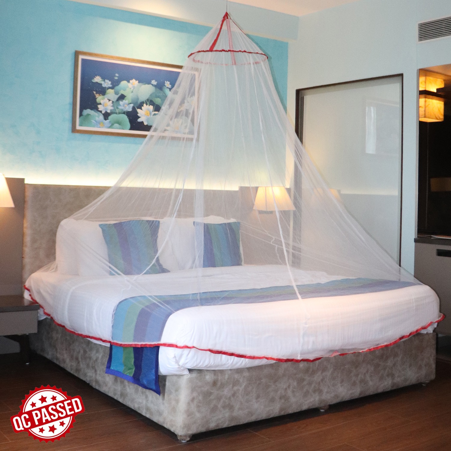 Mosquito Net for Double Bed, King-Size, Round Ceiling Hanging Foldable ...