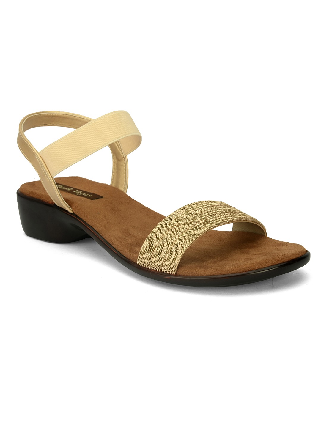 Park Vegas Gold Polyurethane (PU) Backstrap Sandals For Women