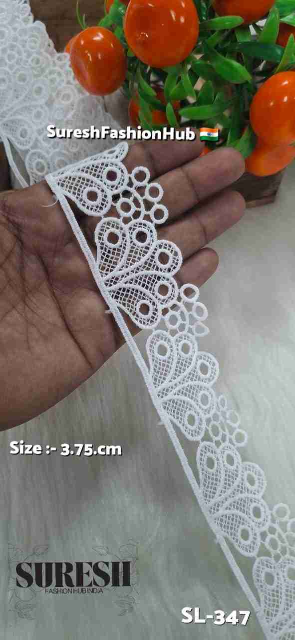 White Floral One Side Imported GPO Lace – Design SL-347 (3.75cm ...