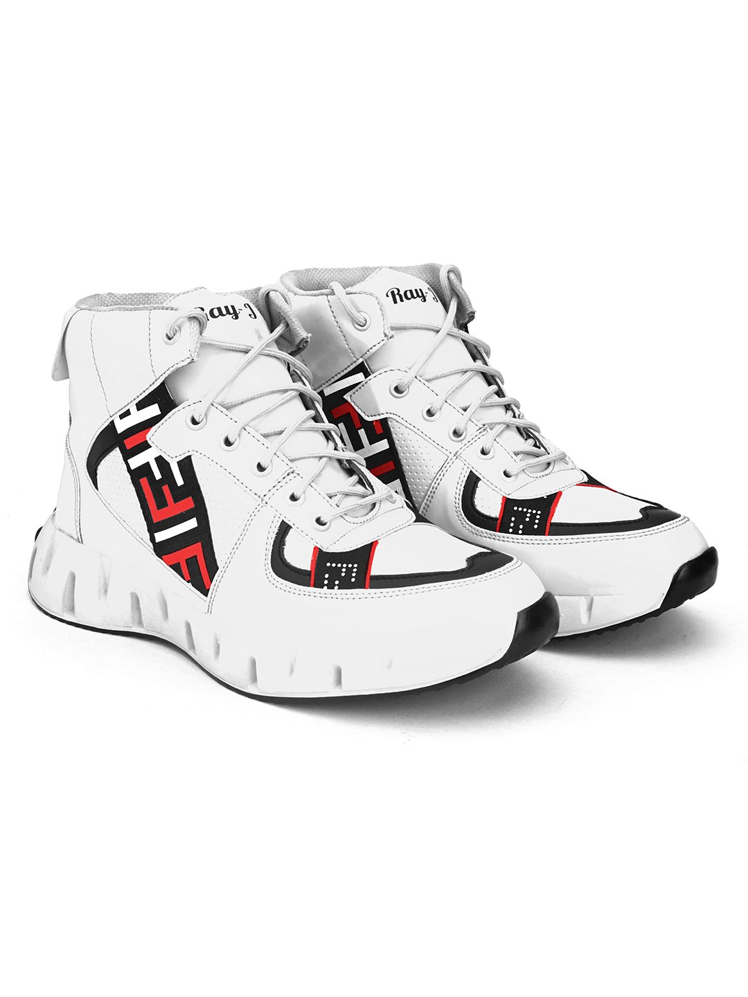 RAY J White Lace-Up Sneakers For Men