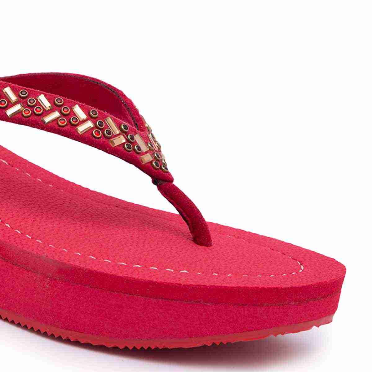 RED DIAMOND T-STRAP WEDGES