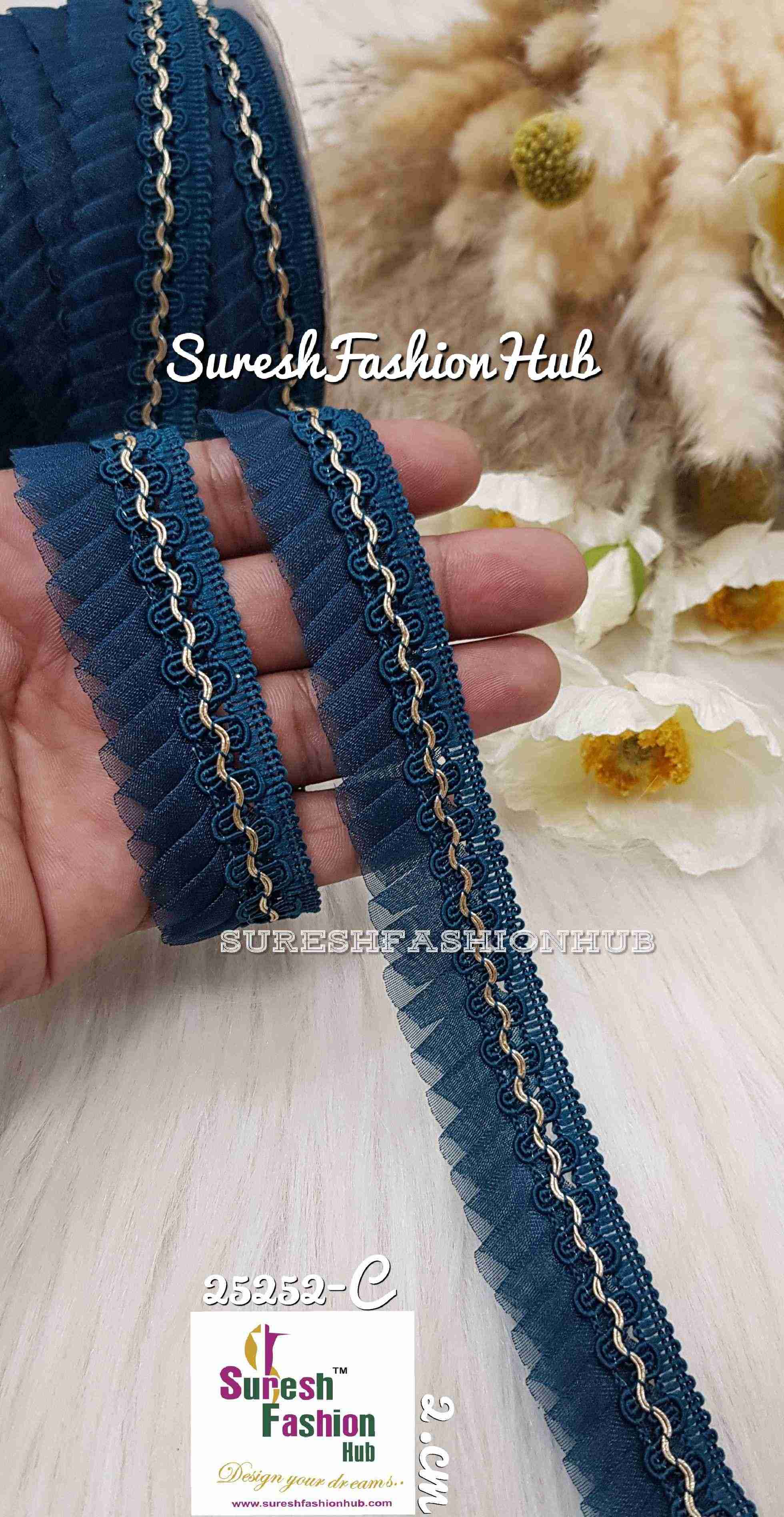 Denim Blue Ruffle Edge Trim