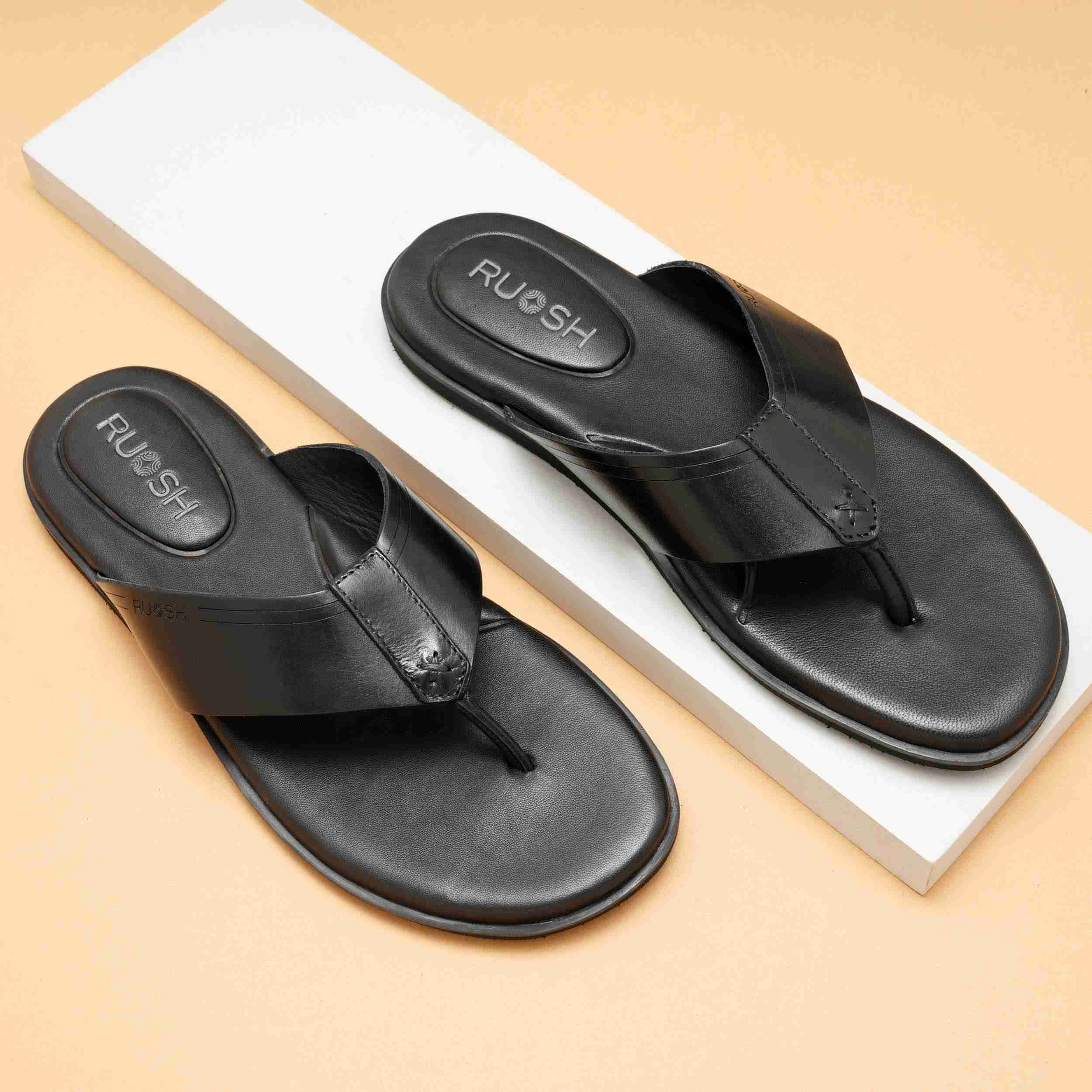 The Aero Ruosh Men Black Slipper | RUOSH