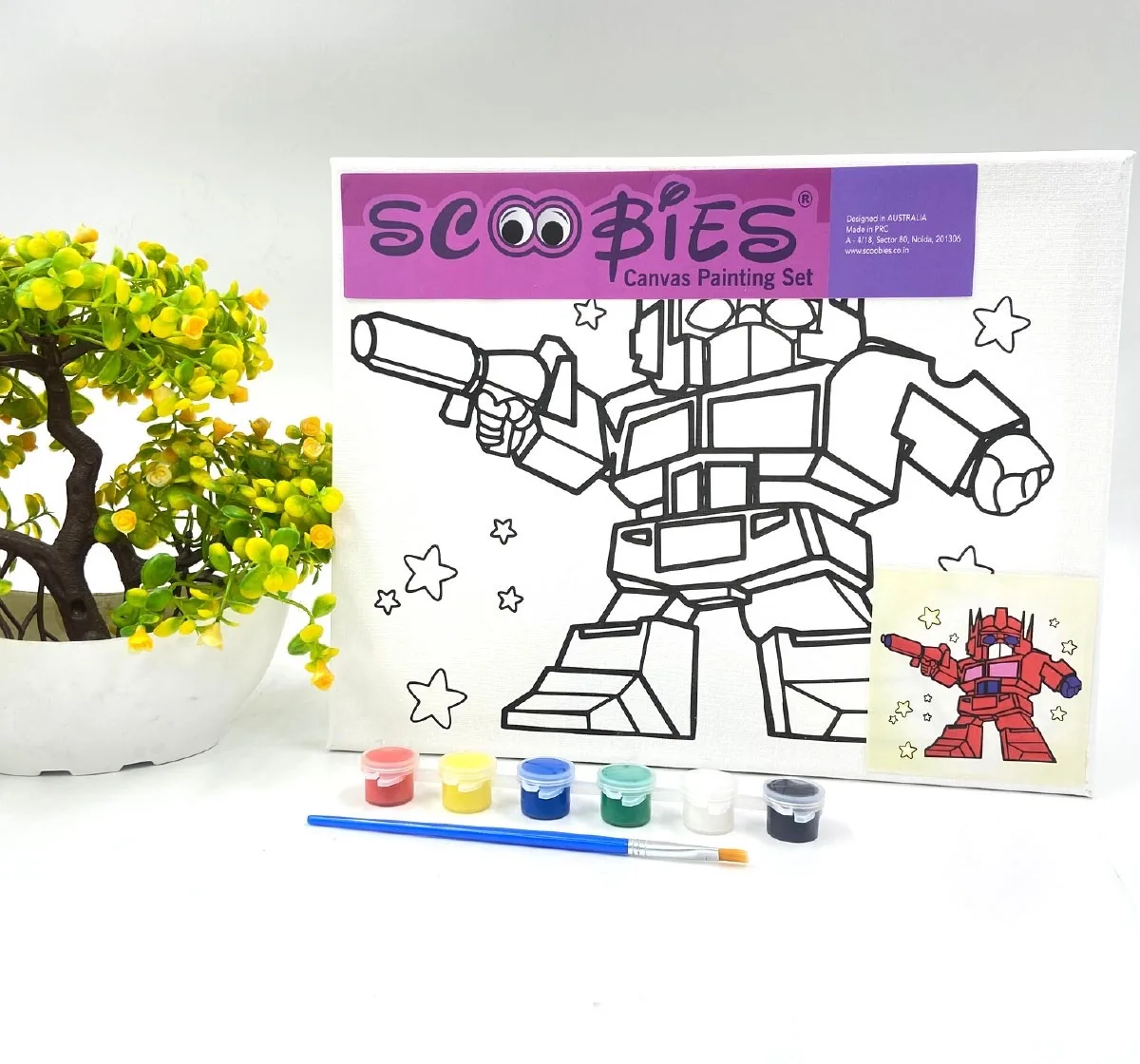 Scoobies Robot On A Canvas DIY Art & Craft Kit For Kids, 1.5 Cm, 3Y+