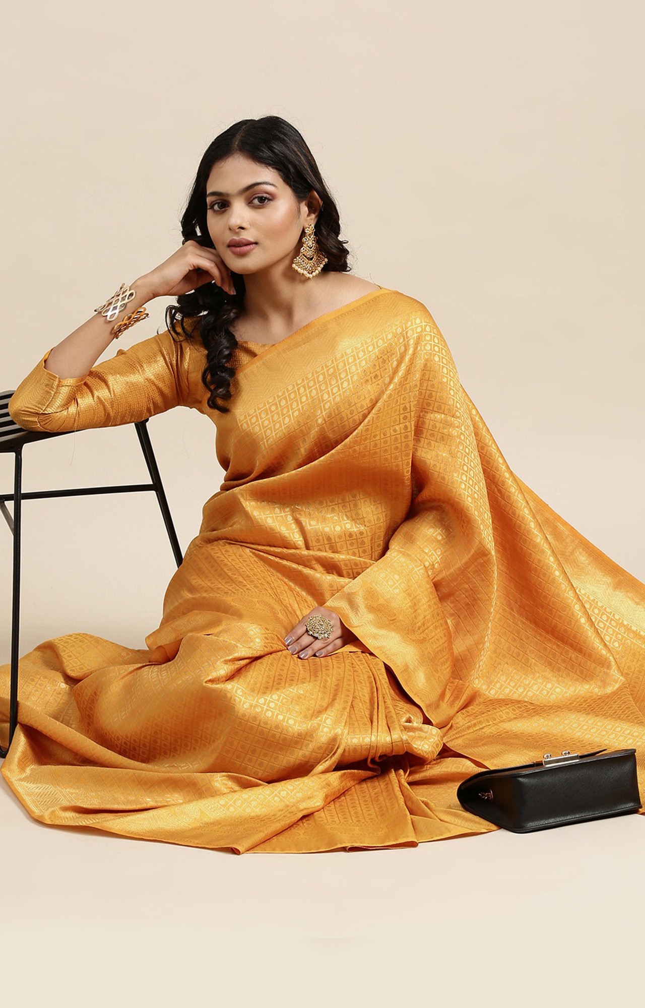 Shaily Women's Yellow Silk Blend Woven Design Saree-SHY_MYR1003YELWSR01
