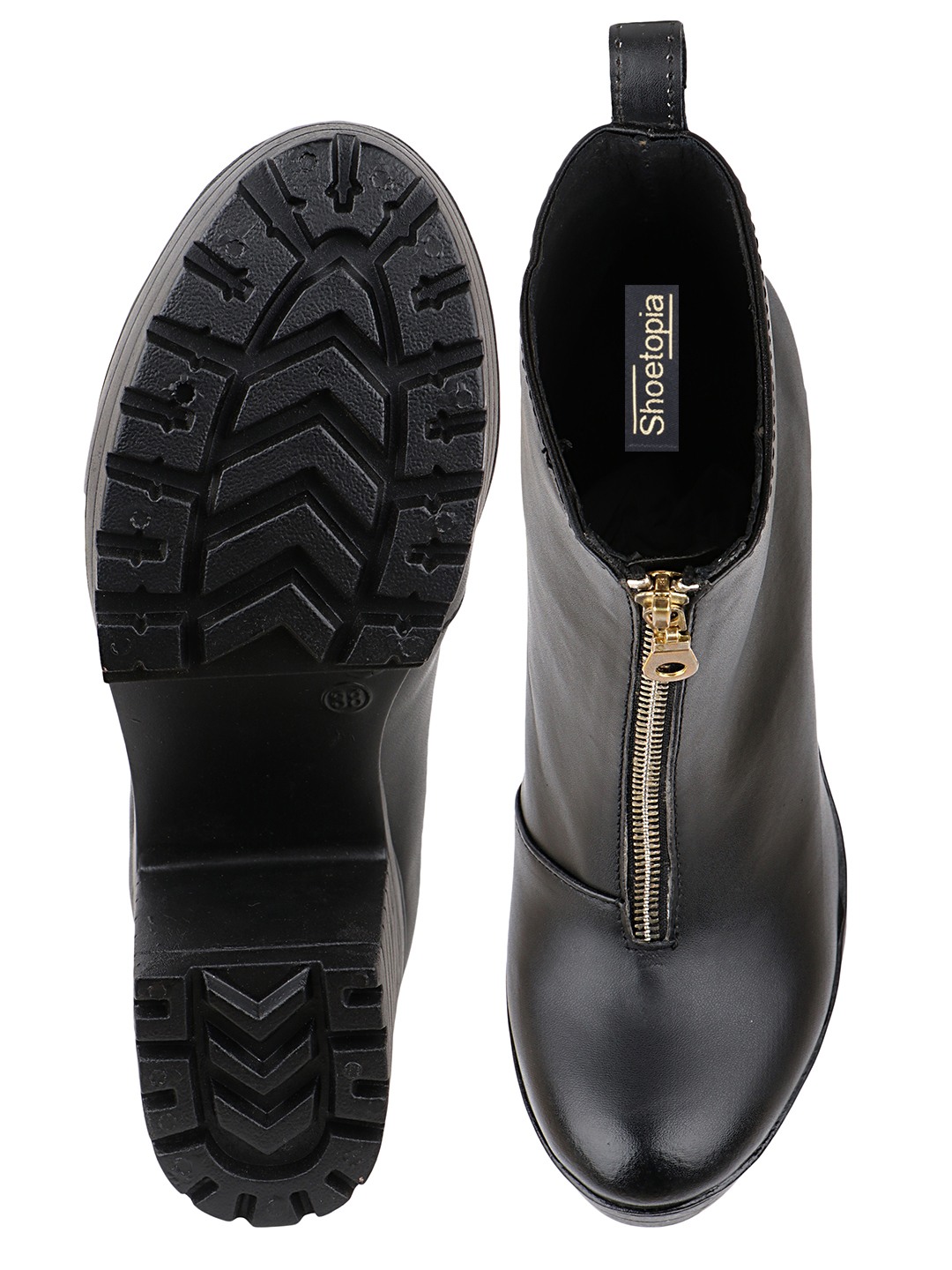 Shoetopia Black Block Heeled Boots