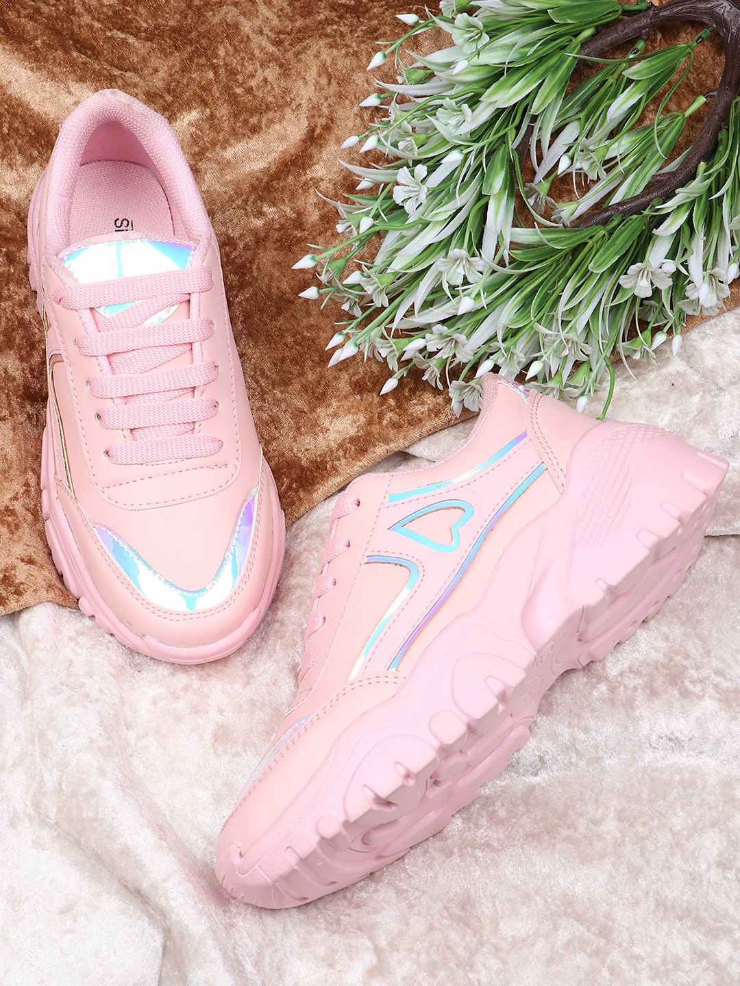 Shoetopia Women Pink Mesh Walking Non-Marking Shoes