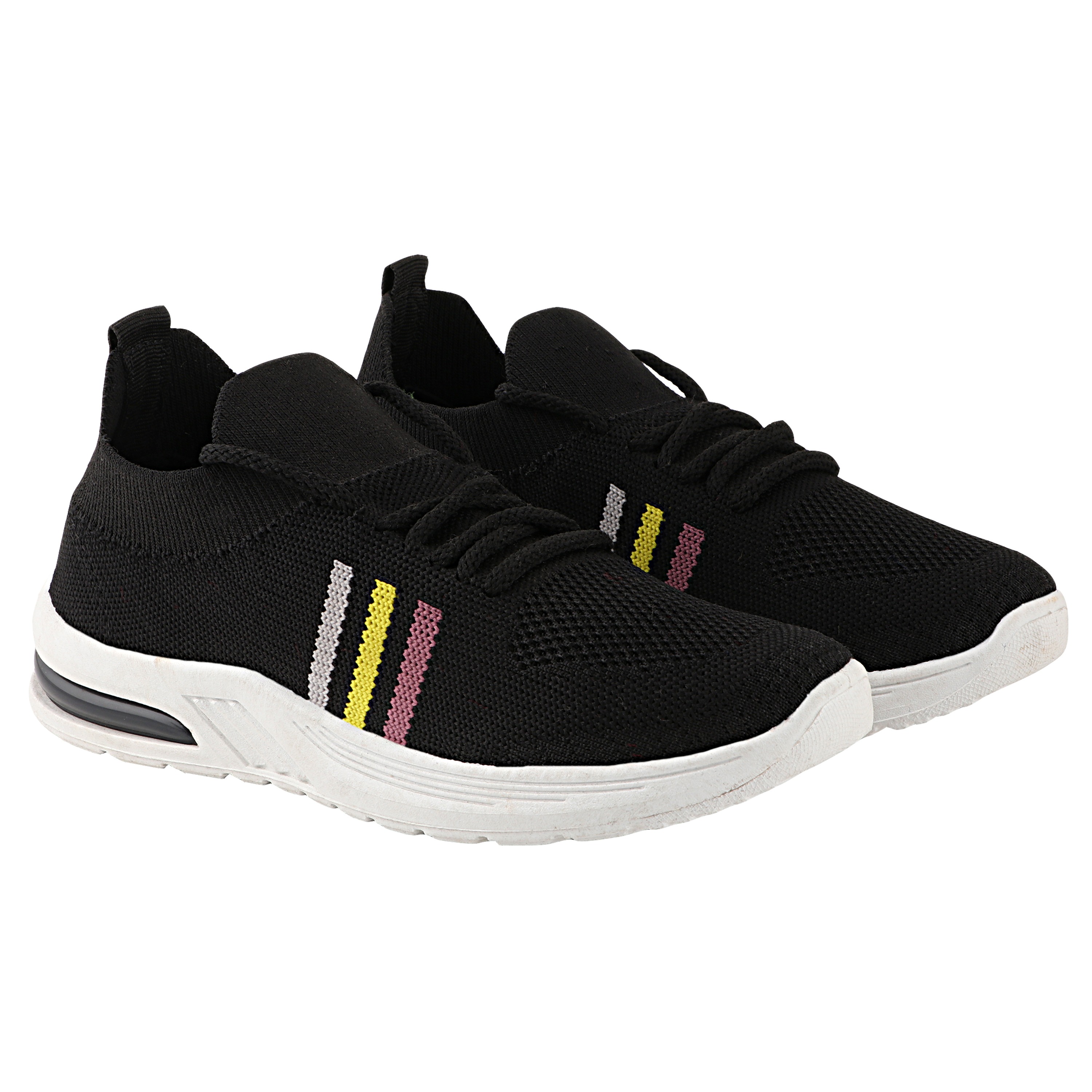 Shoetopia Women Black Woven Design Sneakers