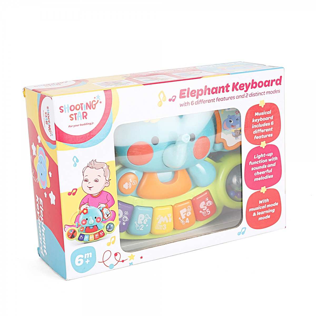 Shooting Star Elephant Keyboard, 6M+, Multicolour