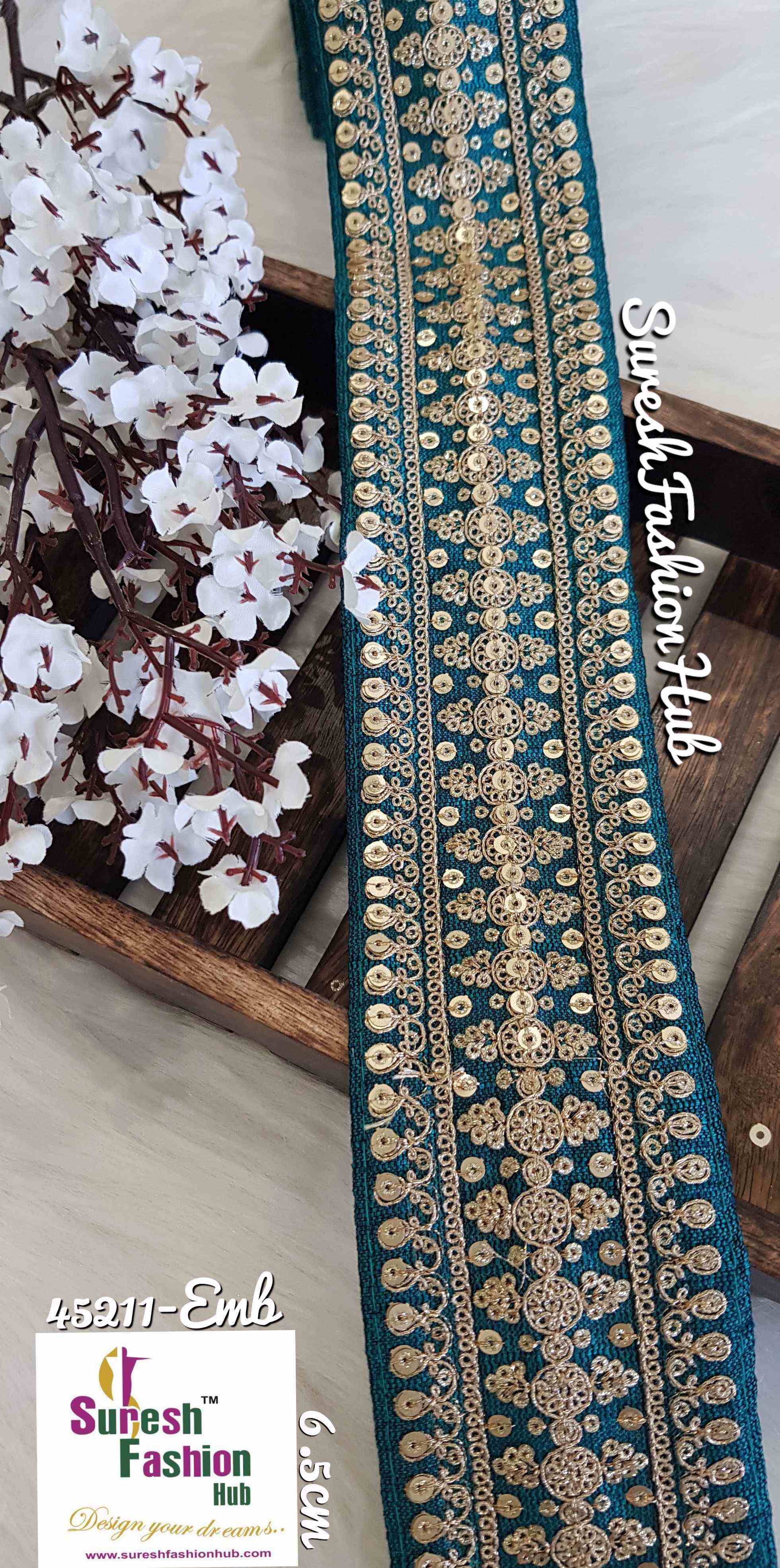 Seal the teal royal embroidered trim