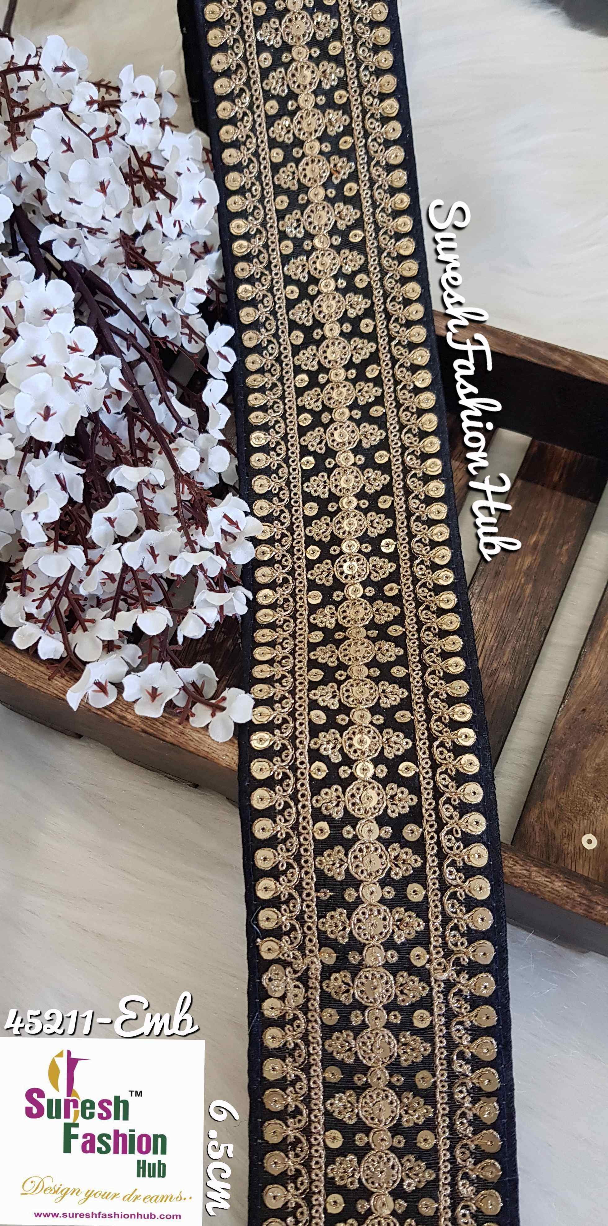 Burnt black embroidered trim