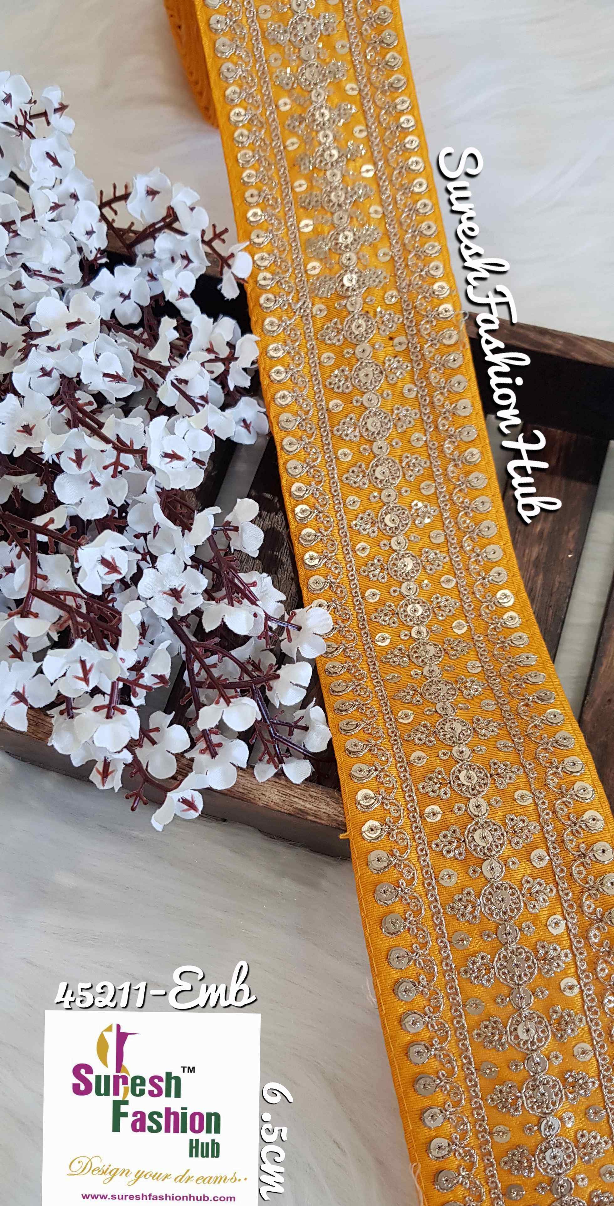 Shiny bright embroidered trim