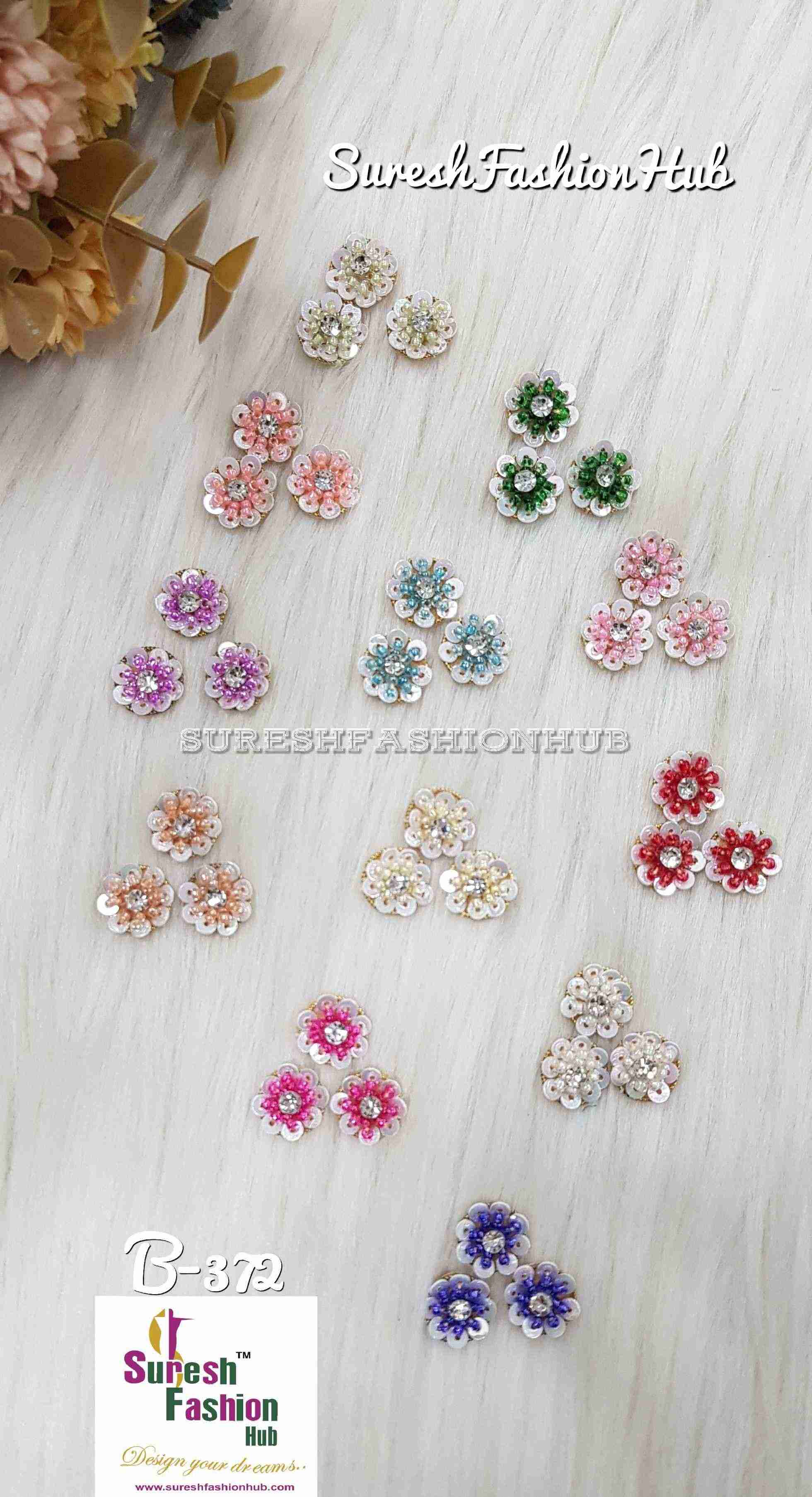 Salmon Pink Glam Bead Sequin Buttons