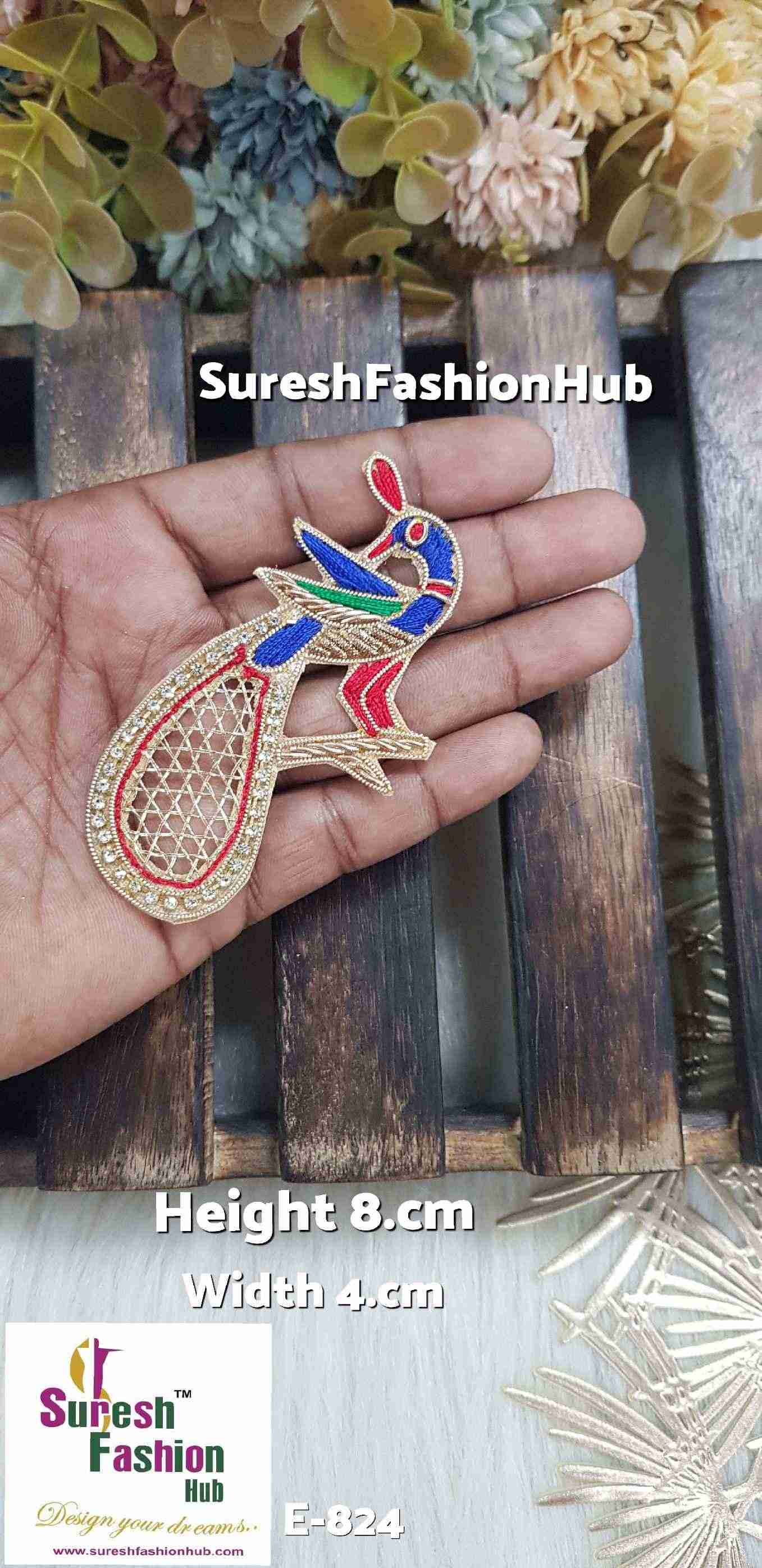 Handmade Zardosi Peacock Patch