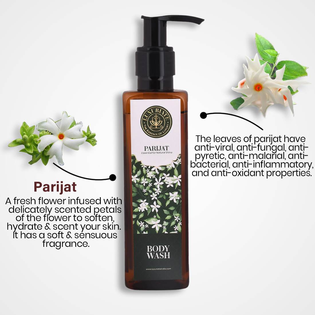 LUXURIATE Parijat Body Wash Shower Liquid for Natural Shine for Men and ...