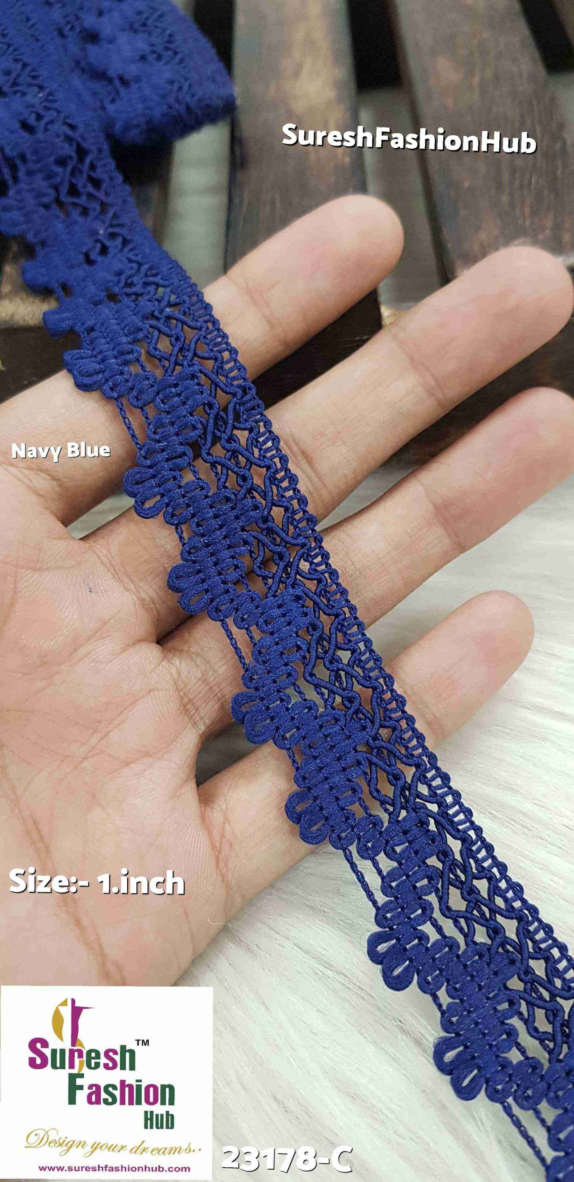 Navy Blue Color Ribbon Lace