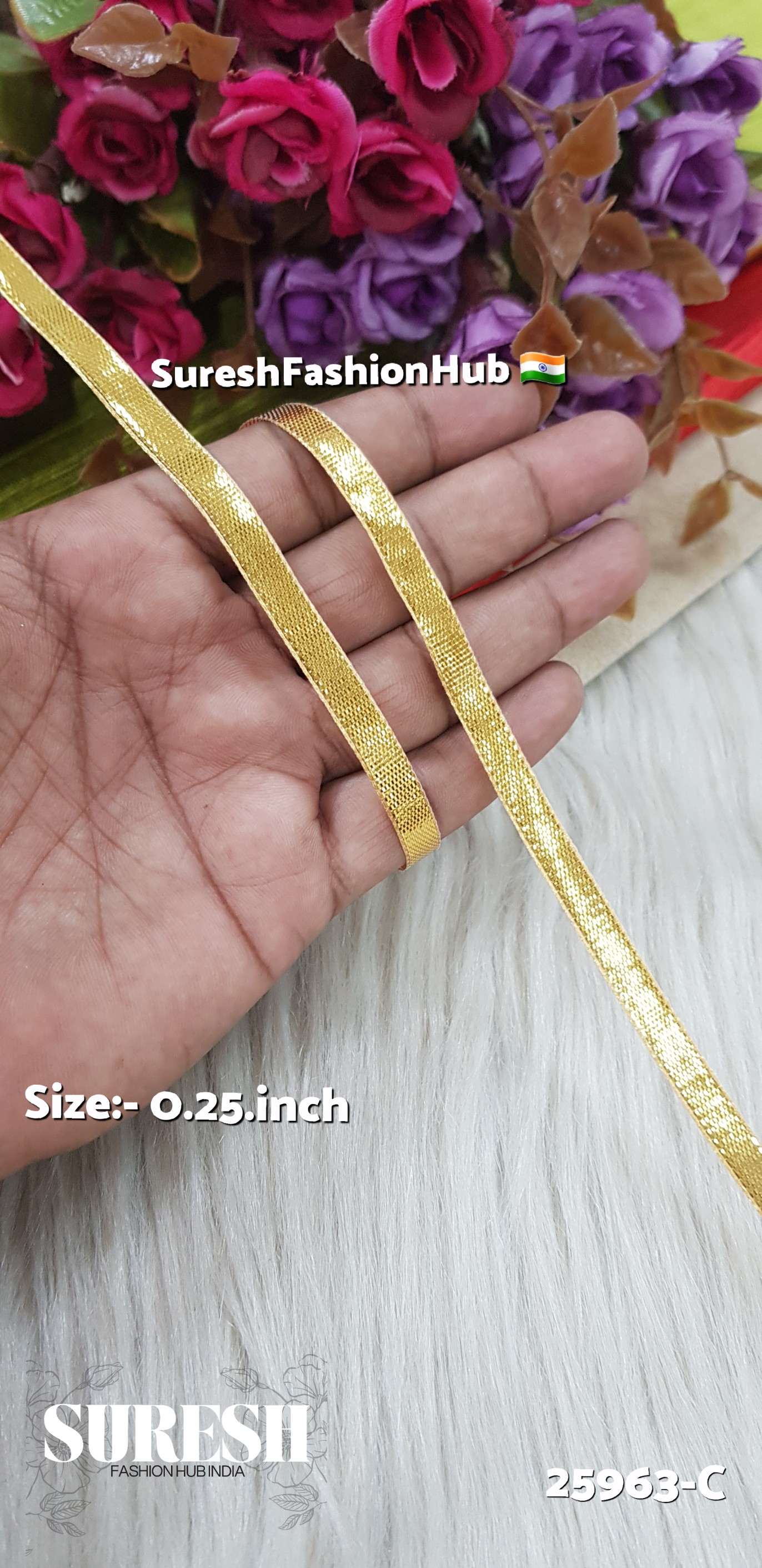25963-C Ant-Gold Plain Gota Patti Lace – 0.25 inch